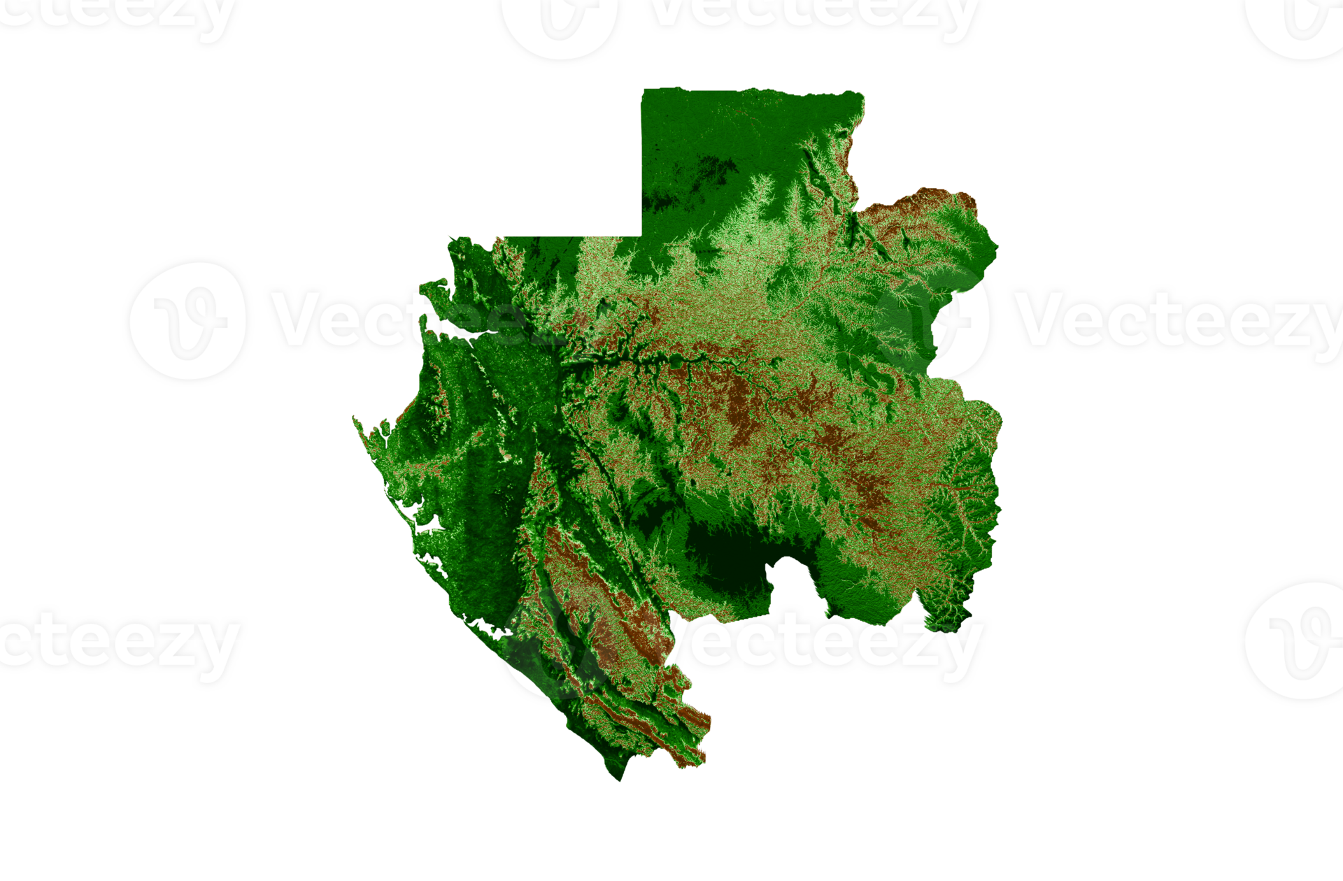 Gabon Topographic Map 3d realistic map Color 3d illustration 37301872 PNG