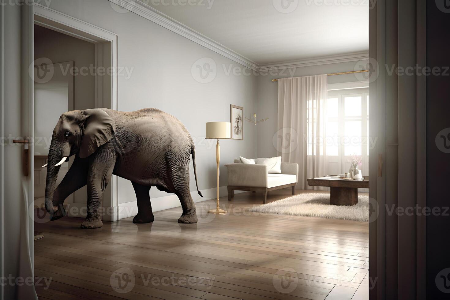 AI generated elephant in the room, neural network generated ...