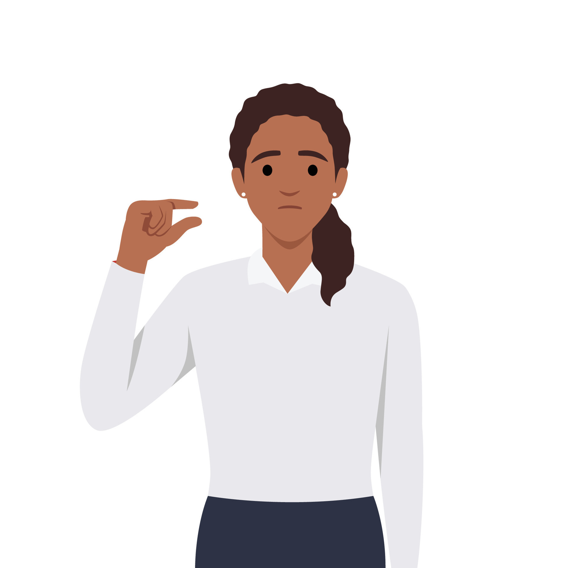 Little bit and small amount concept. Smiling young woman cartoon ... Little bit and small amount concept. Smiling young woman cartoon ...