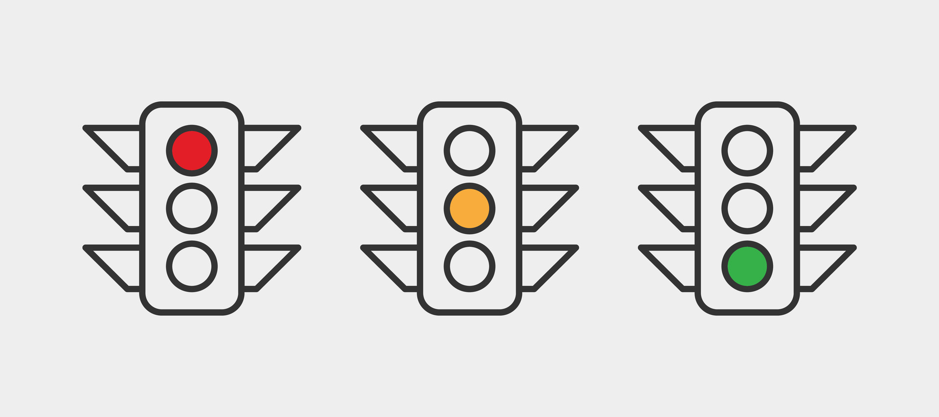 Traffic lights icon vector. Red, yellow and green. Signal, lamp, stoplight vector illustration ...