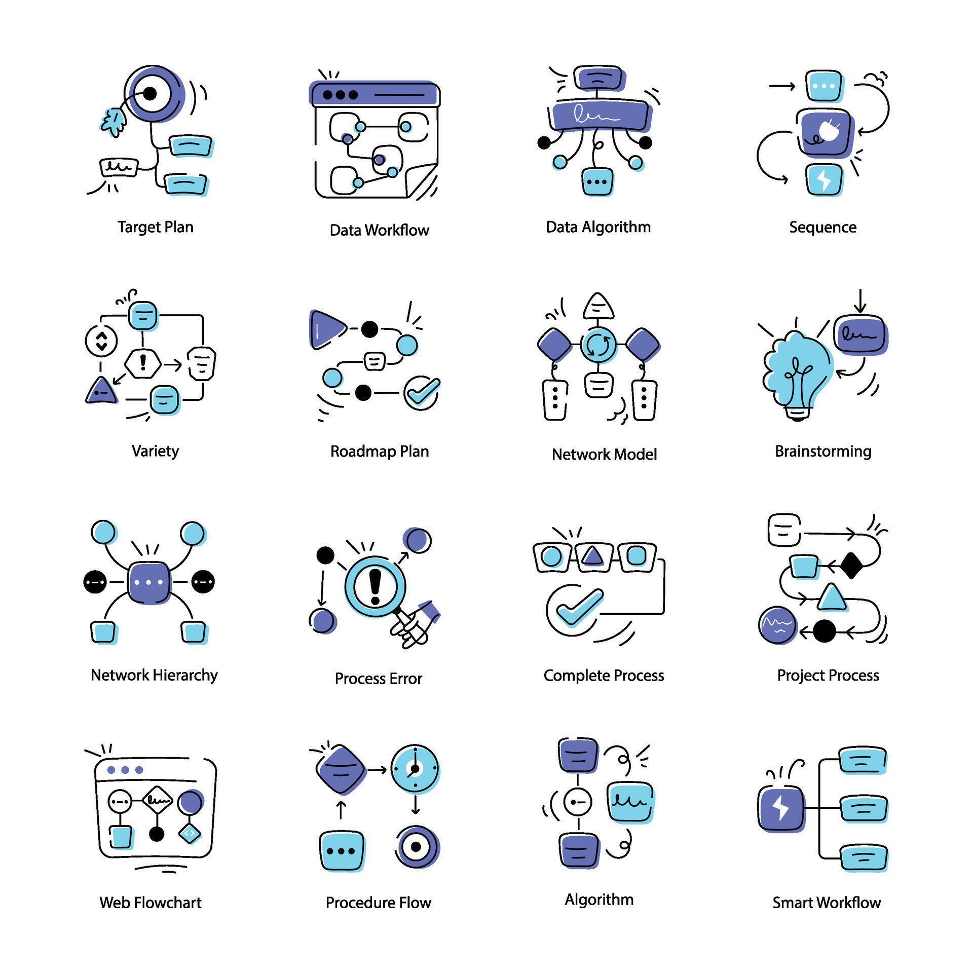 Handy Set of Creative Workflow Doodle Icons 37341043 Vector Art at Vecteezy