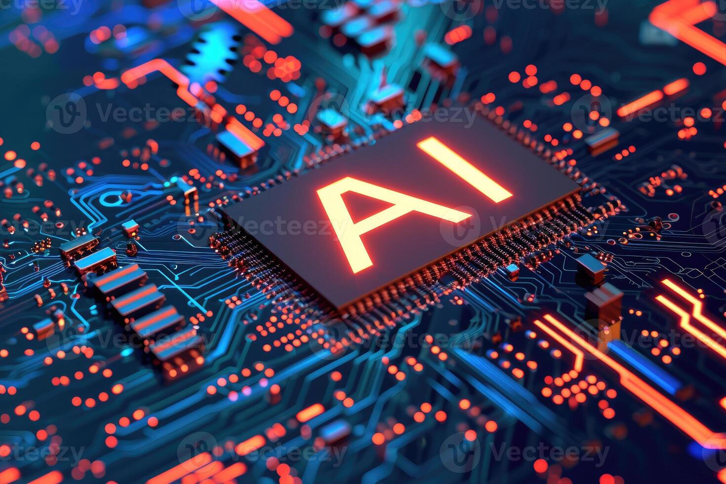 AI generated AI. Circuit board. Technology background, Central Computer Processors CPU concept ...