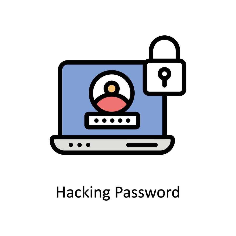 Hacking Password Vector Filled Outline Icon Style Illustration Eps 10