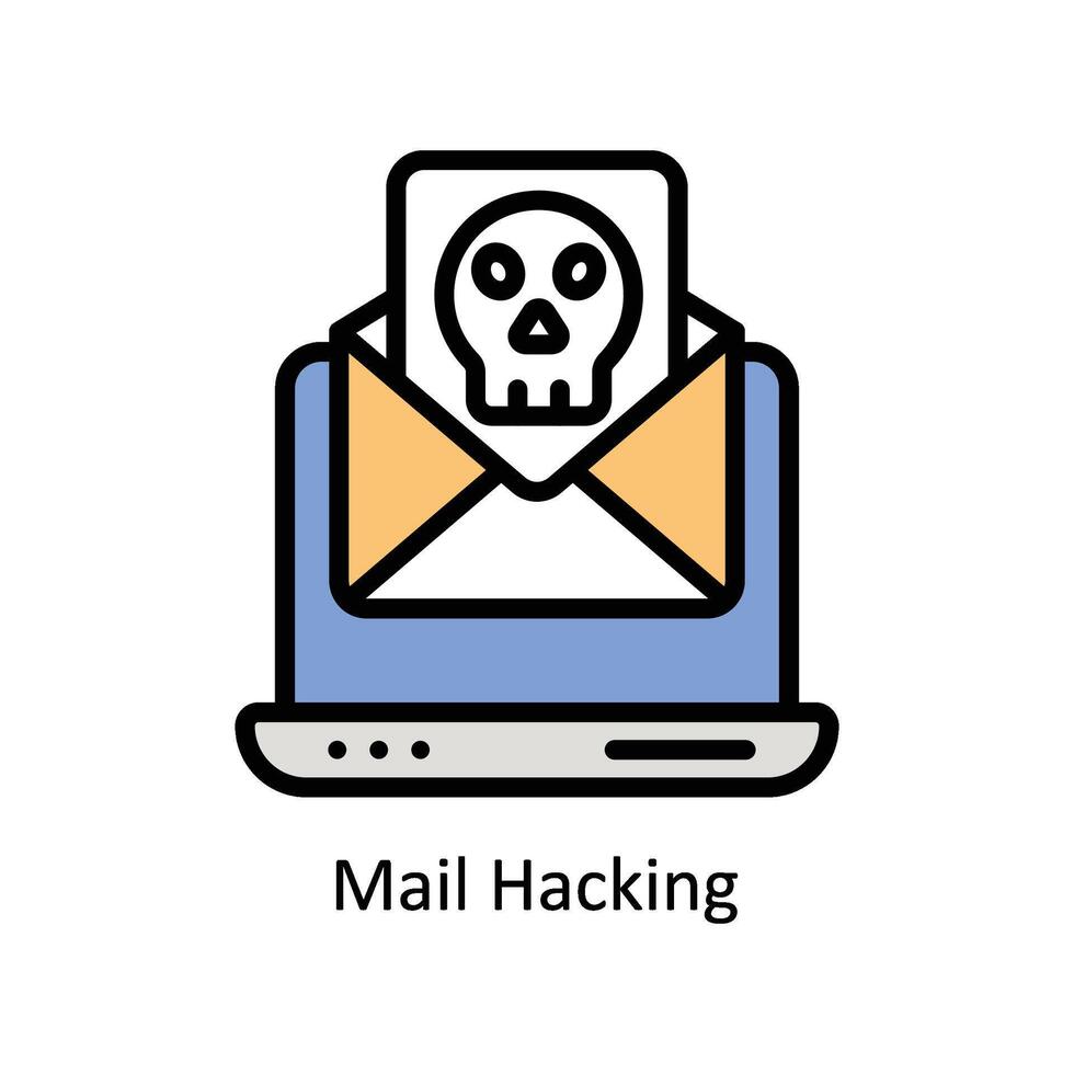 Mail Hacking Vector Filled outline icon Style illustration. EPS 10 File ...