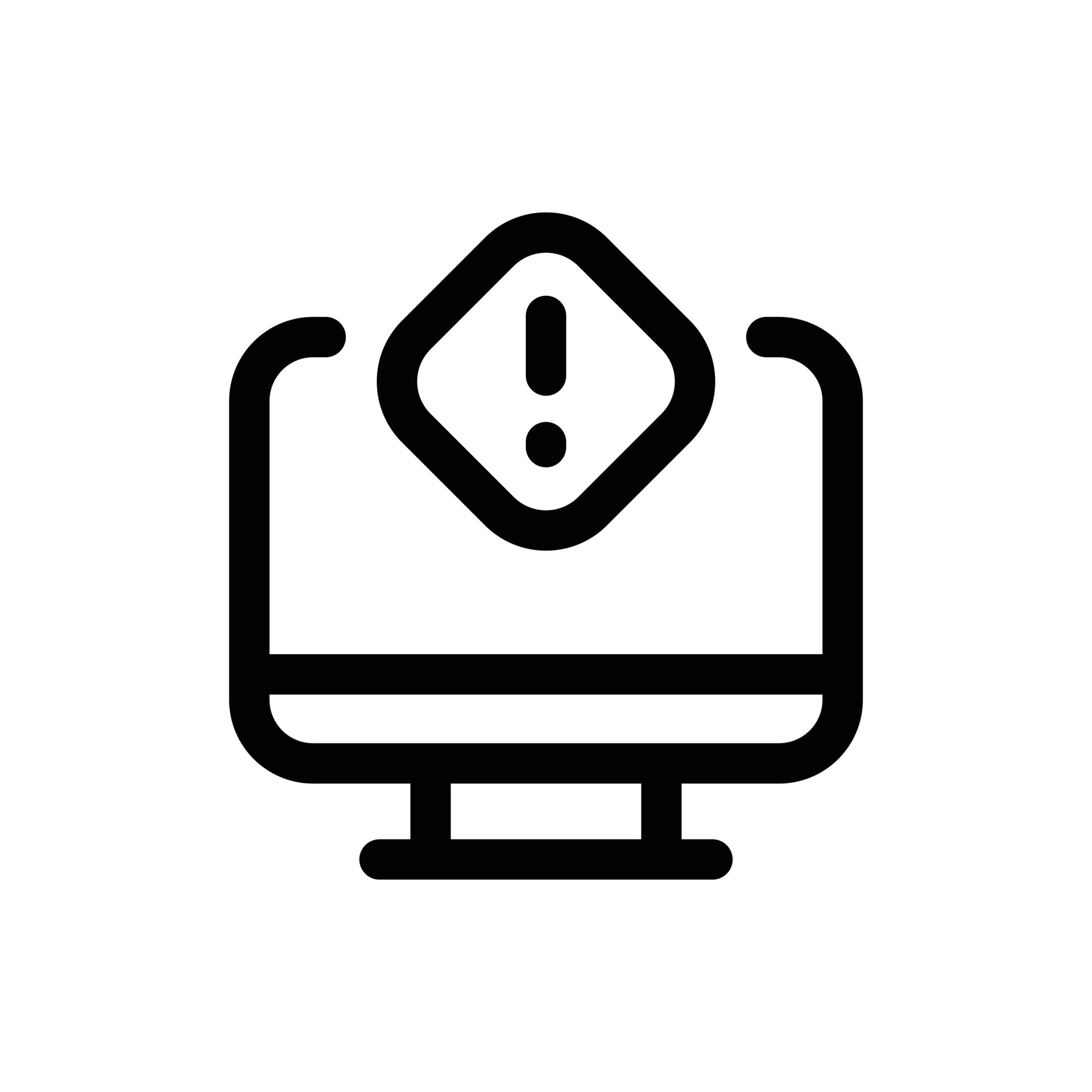 Computer Warning Icon In Trendy Outline Style Isolated On White Background Computer Warning