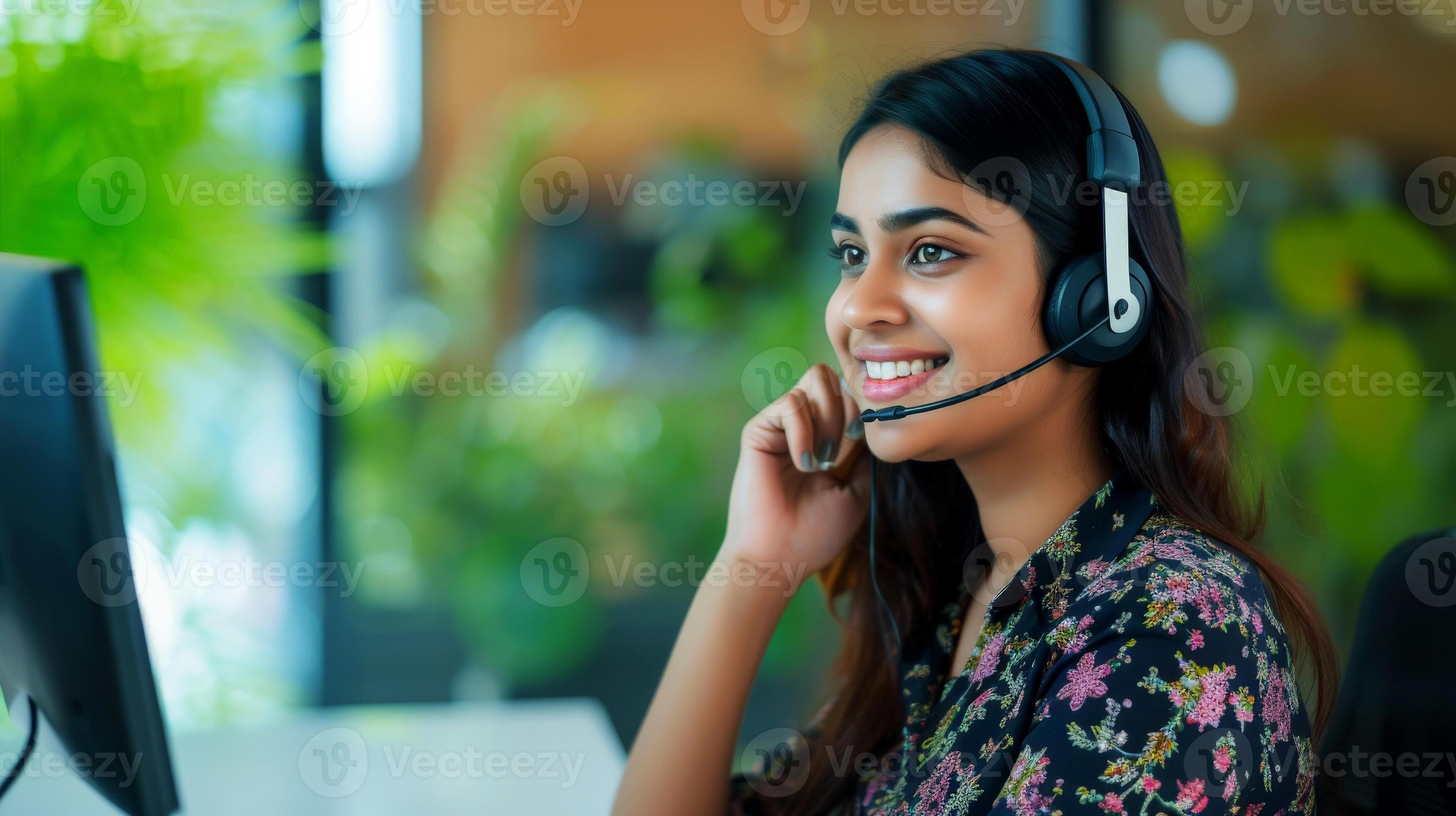 AI generated Indian Female customer support Agent phone operator in ...