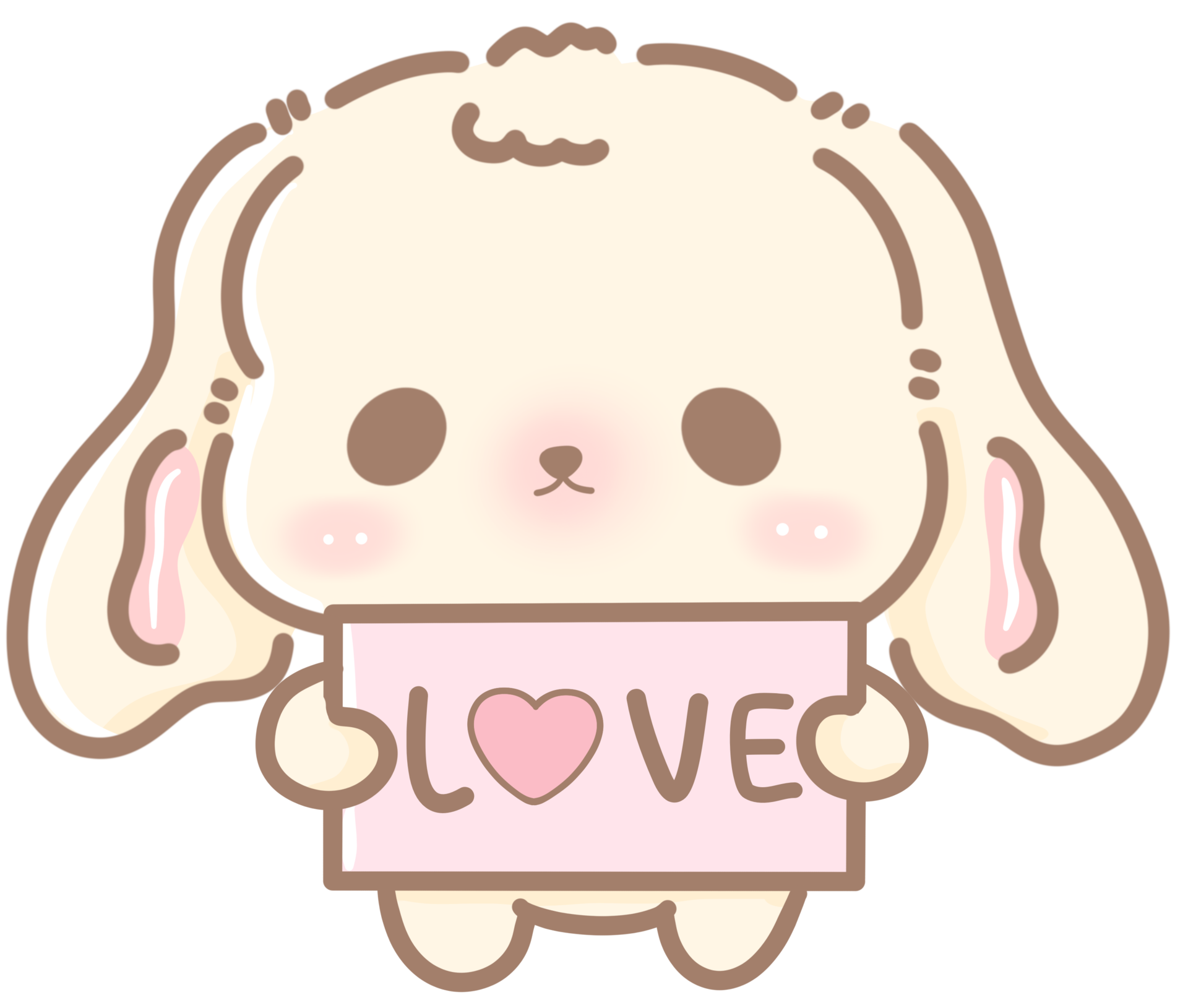 Hand Drawn Doodle Cartoon Style Illustration Of Cute Kawaii Bunny For Valentines Day With The