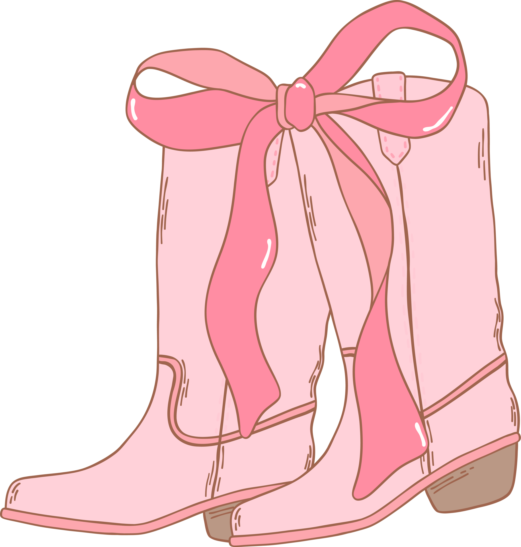 Coquette Cowgirl Boots And Pink Ribbon Bow 37387737 Png