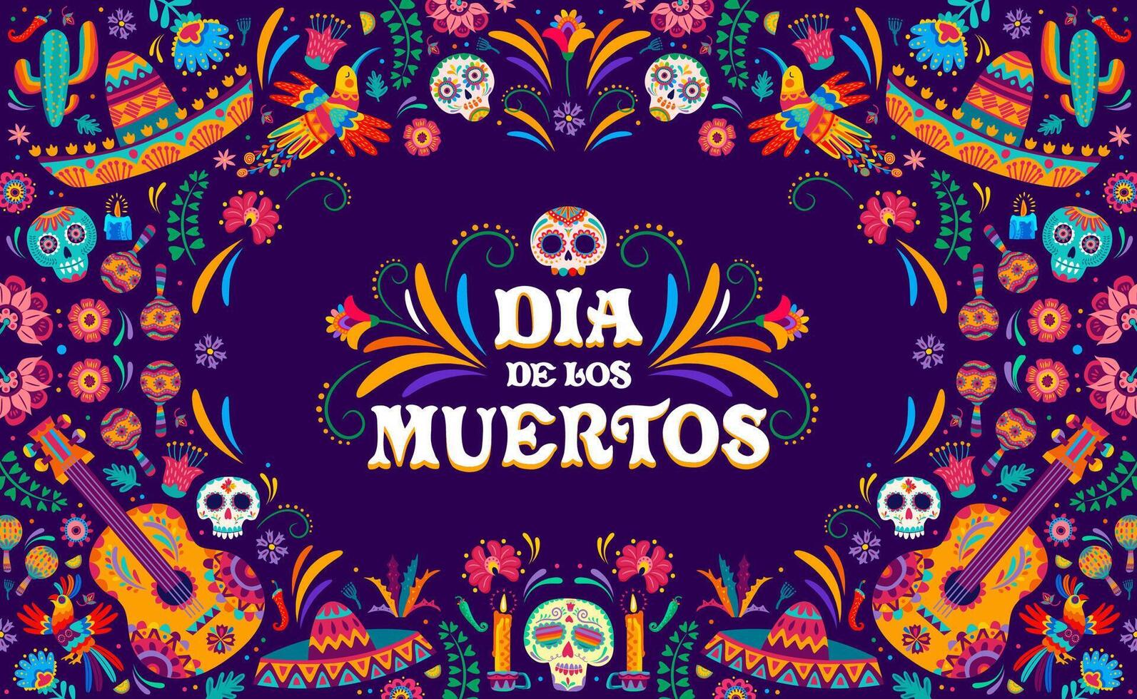 Mexican Dia de Los Muertos holiday banner, skulls 37446752 Vector Art ...