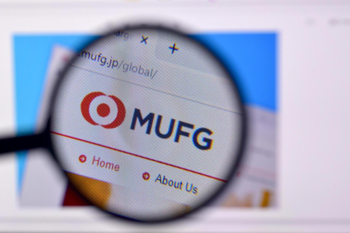 Homepage of mufg website on the display of PC, url - bk.mufg.jp. 37447106 Stock Photo at Vecteezy