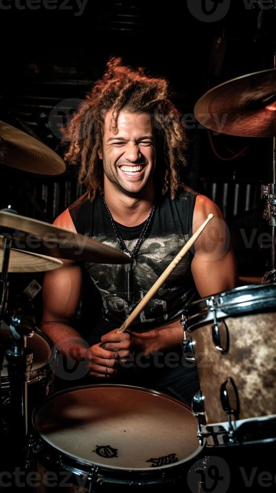AI Generative Drummer playing drums having fun looking at the camera ... AI Generative Drummer playing drums having fun looking at the camera ...