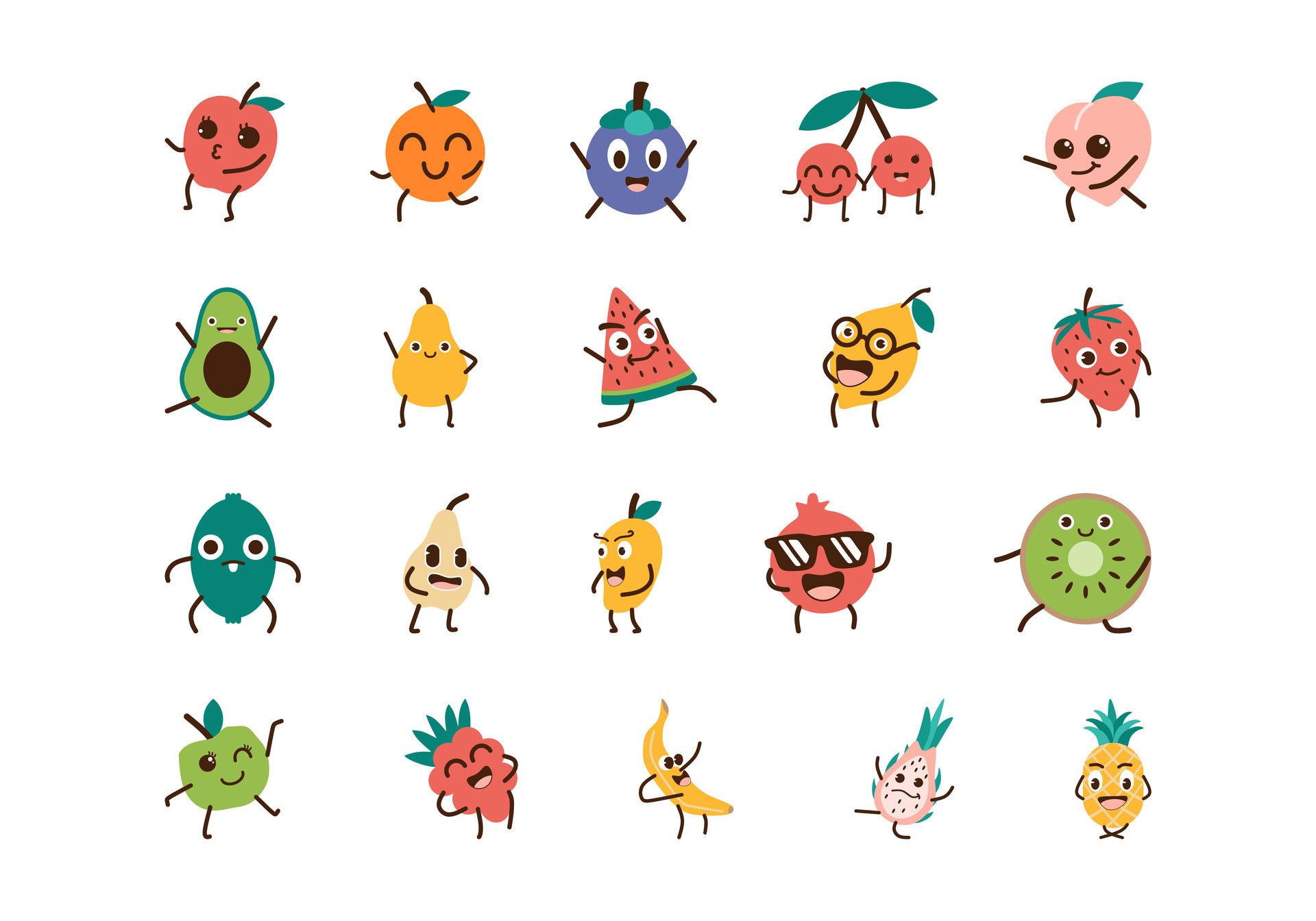 Fruit Character Expression Ilustration Set 37456996 Vector Art at Vecteezy