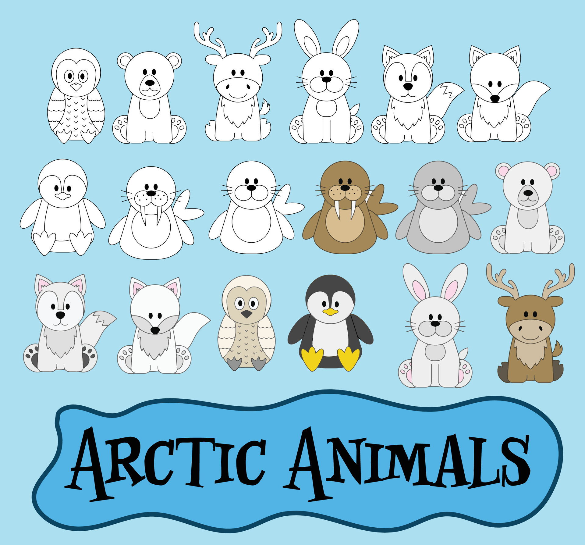 Arctic Animals in Winter 37468288 Vector Art at Vecteezy