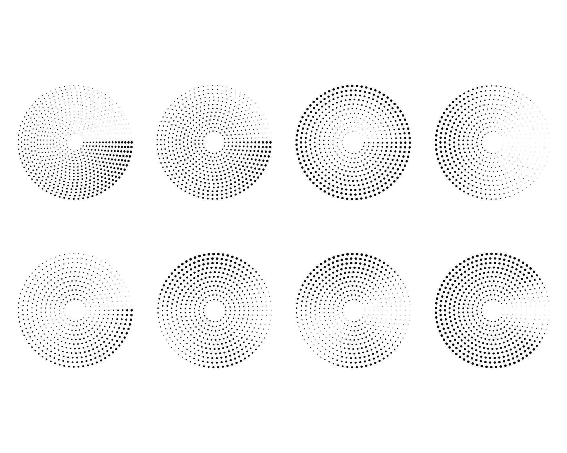 Dotted circles lines, converging circular rings of dashed line circles ...