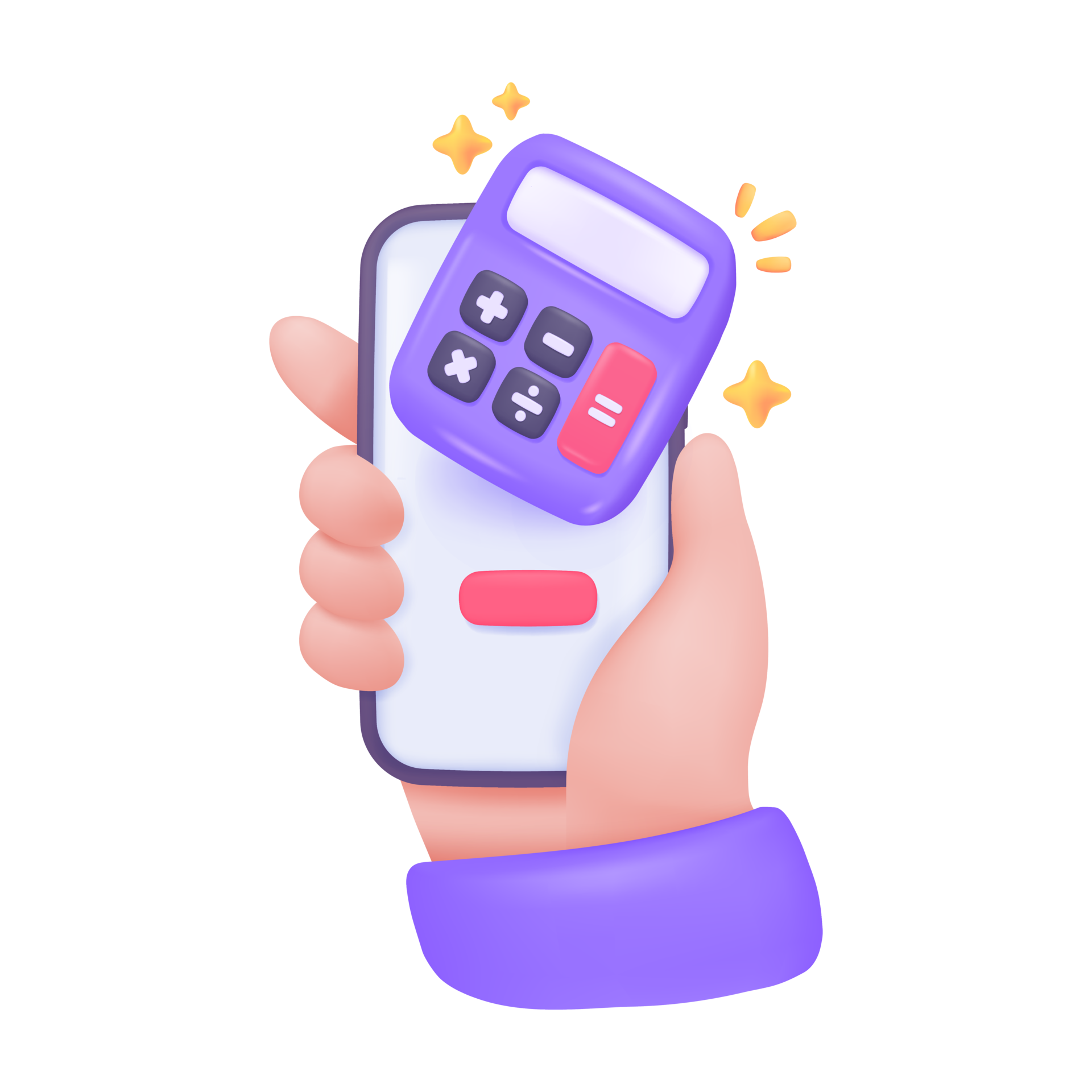 3D calculator. Purple calculator with buttons for counting values ... 3D calculator. Purple calculator with buttons for counting values ...