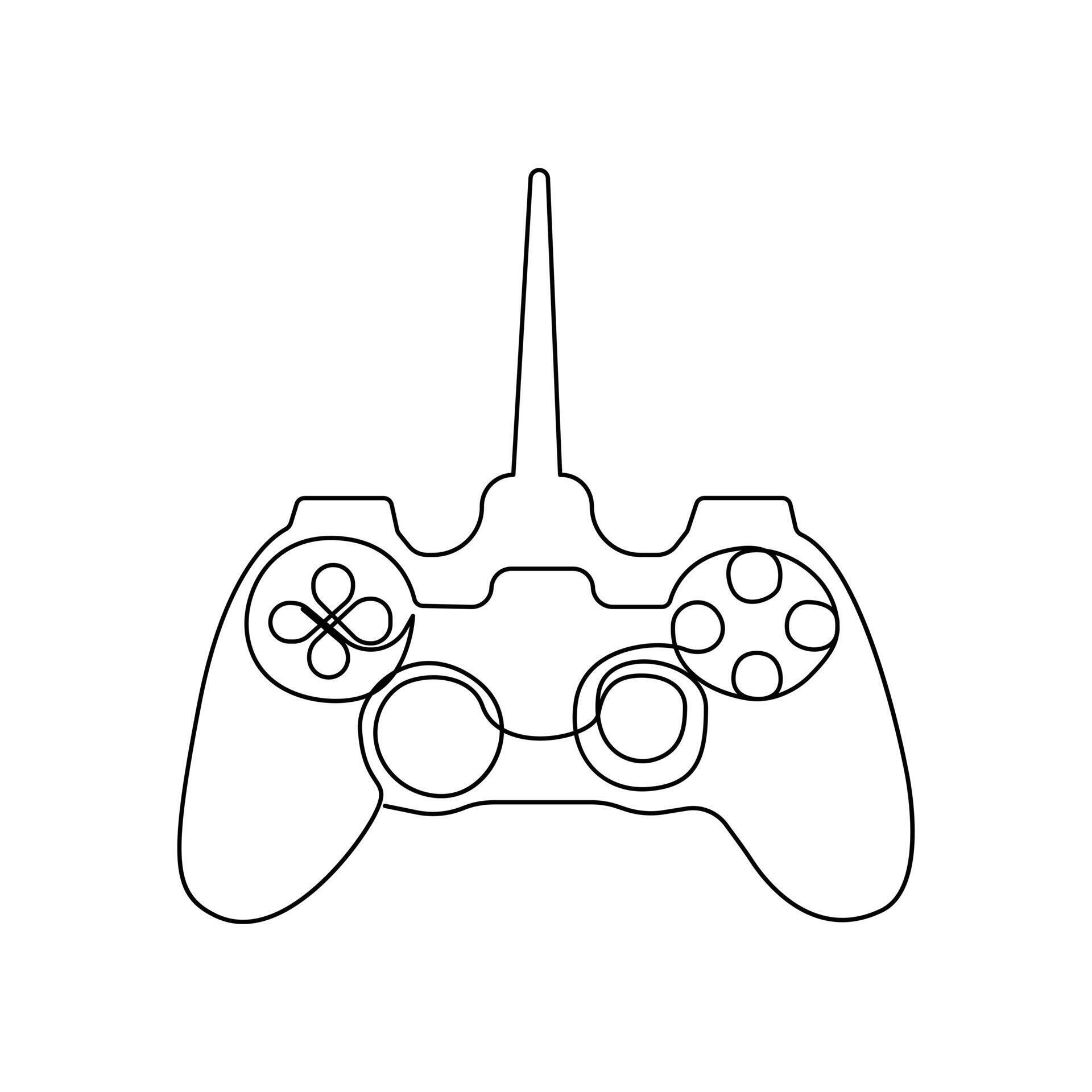 Continuous One Line Drawing Of The Game Controller And Single Line Art Of The Joystick