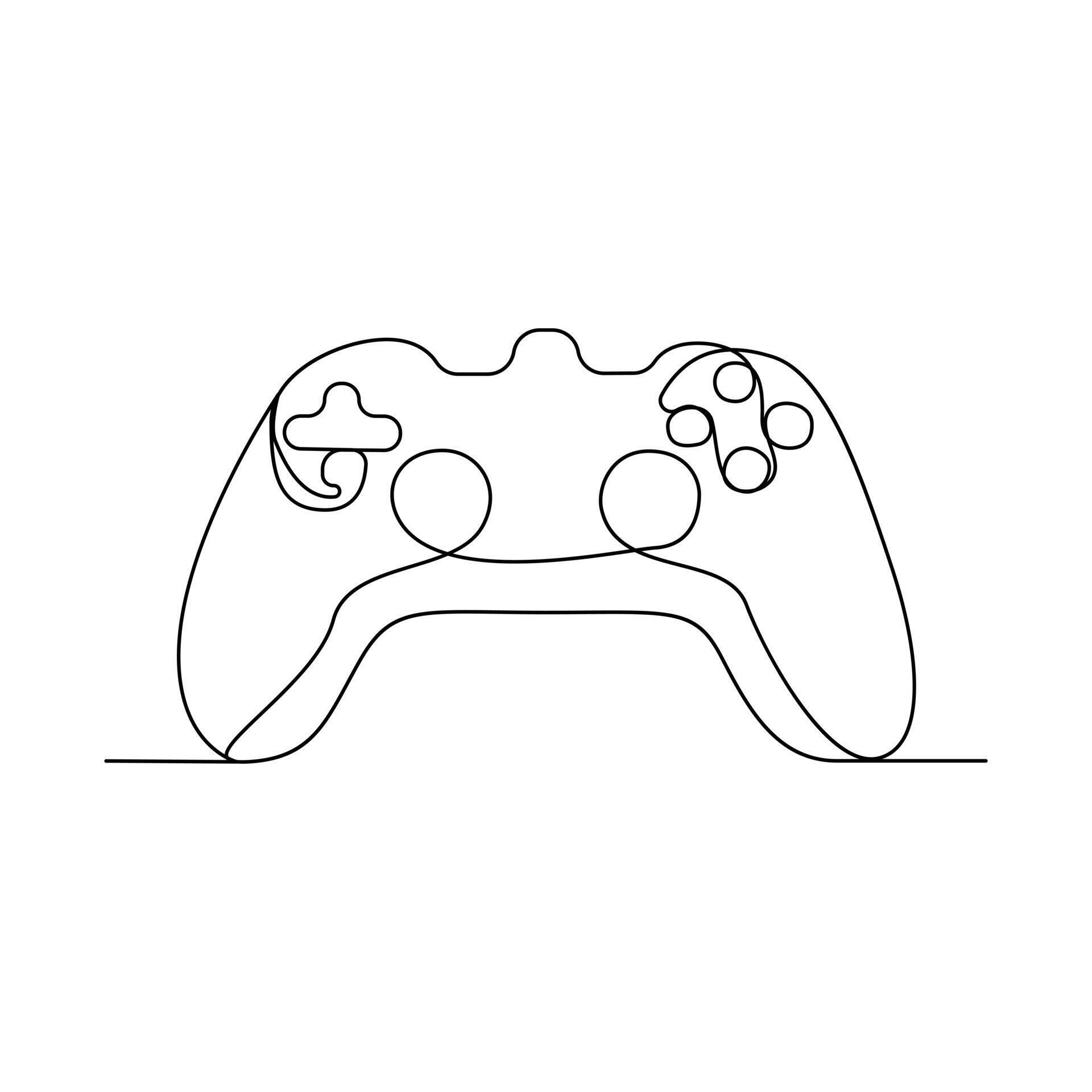 Continuous One Line Drawing Of The Game Controller And Single Line Art Of The Joystick