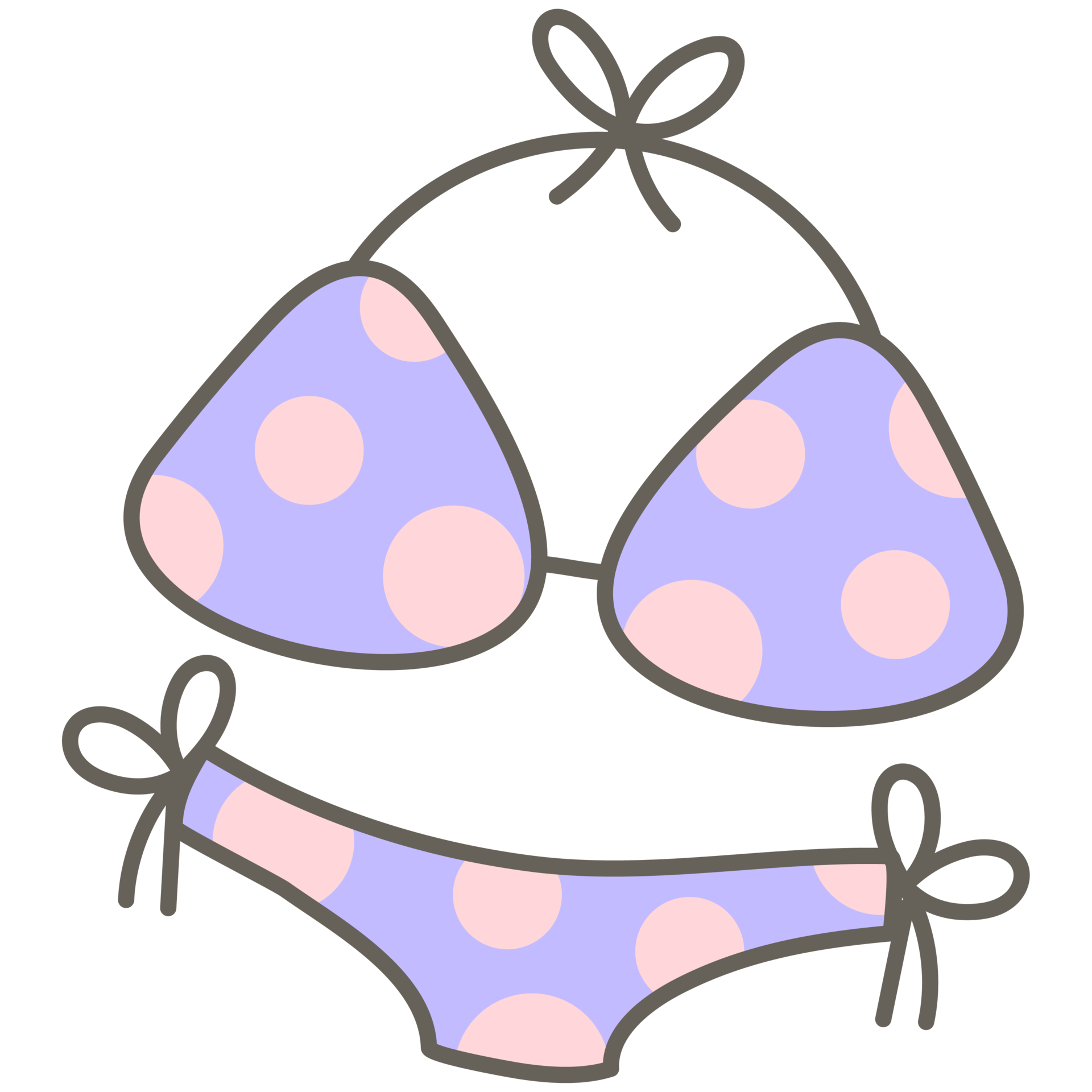 Summer Vibes Sweet Pastel Purple Polka Dot Bikini 37470370 Png