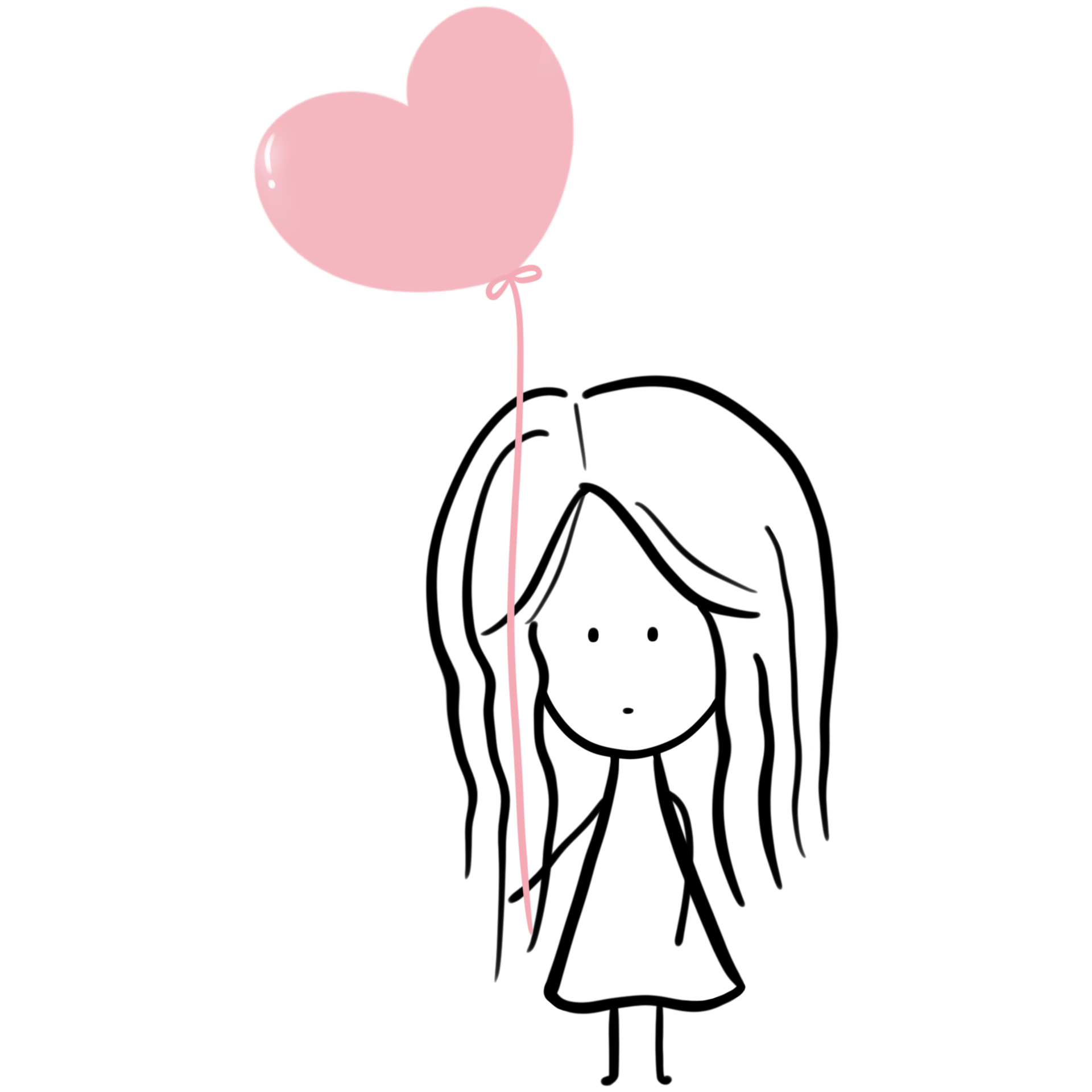 A Girl Holding Heart Balloon Illustration 37470510 Png