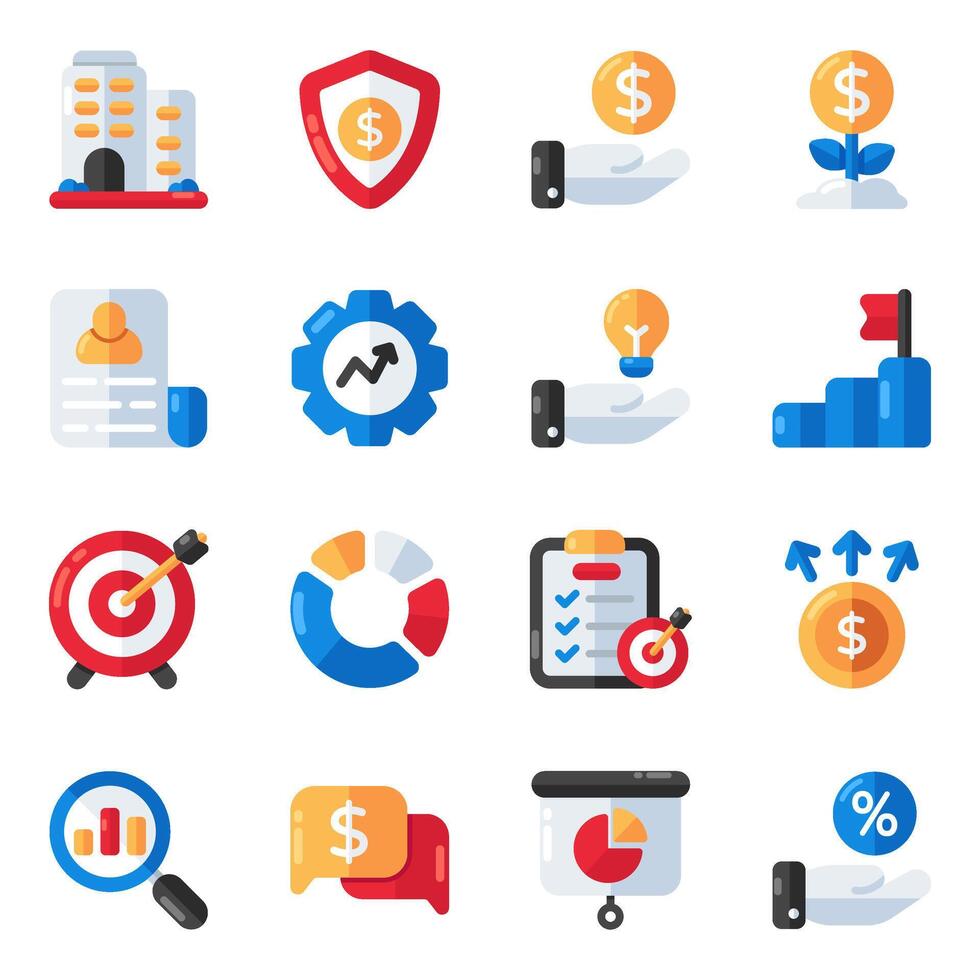 Set of Business and Data Flat Icons 37472629 Vector Art at Vecteezy