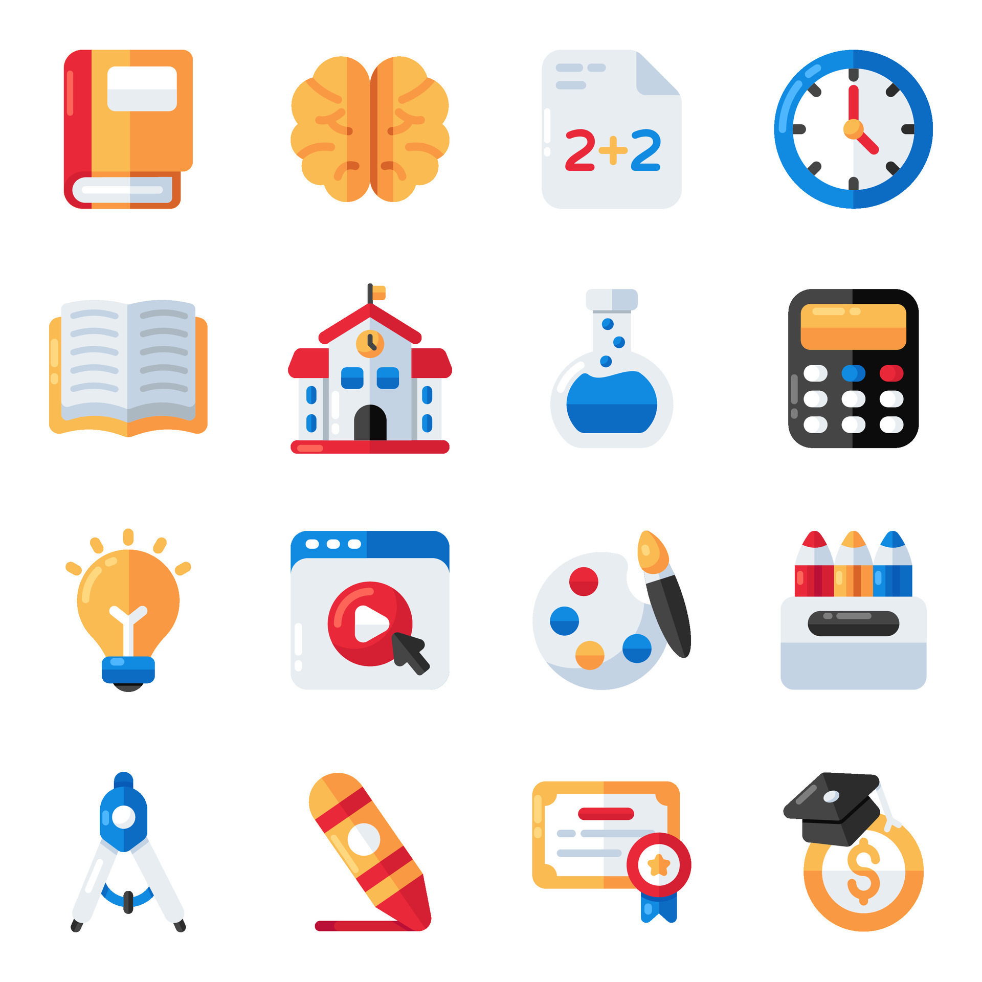 Set of Learning Flat Icons 37472825 Vector Art at Vecteezy