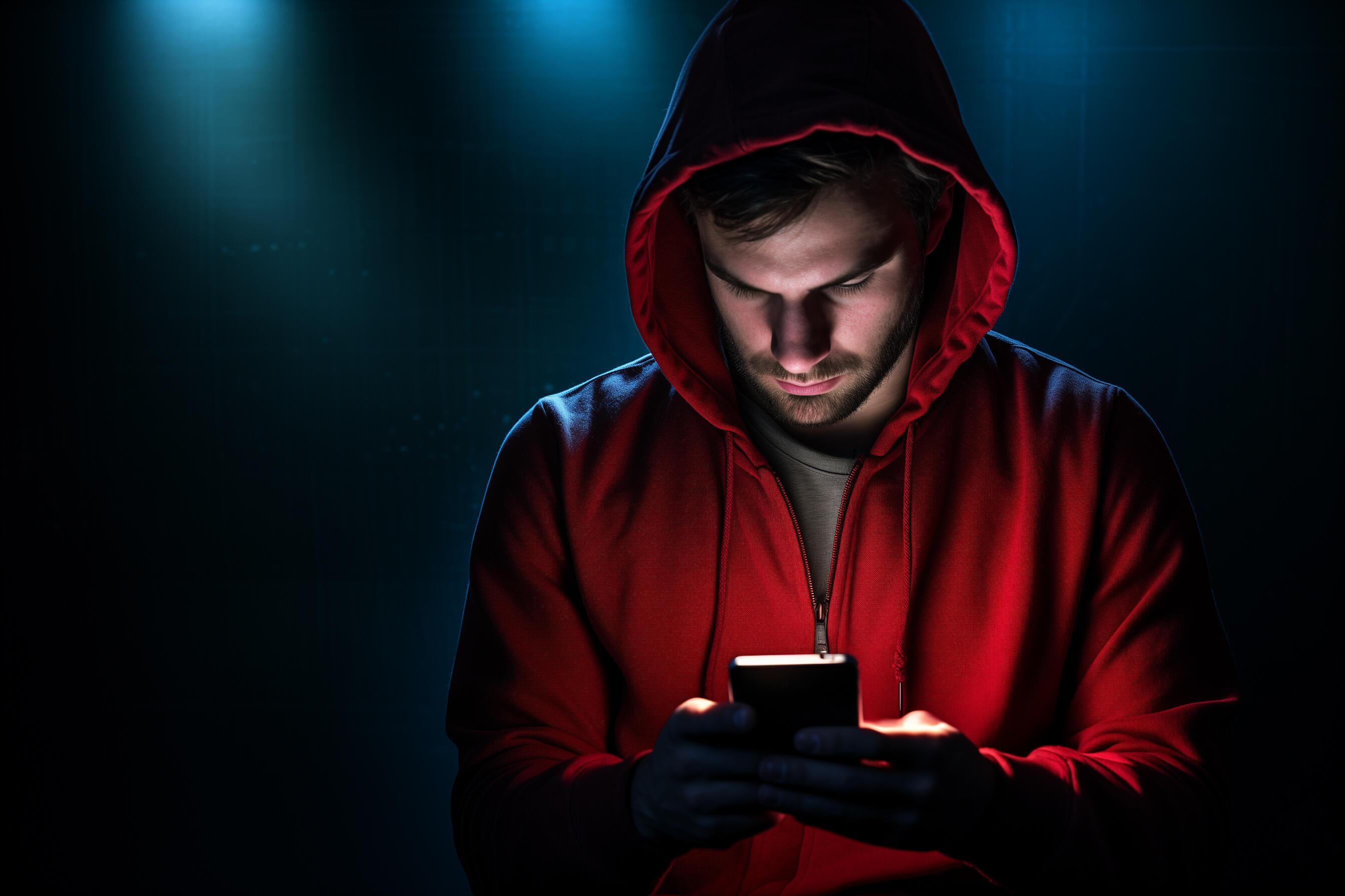 AI generated male hacker hacking from phone with generative ai 37476120 ...