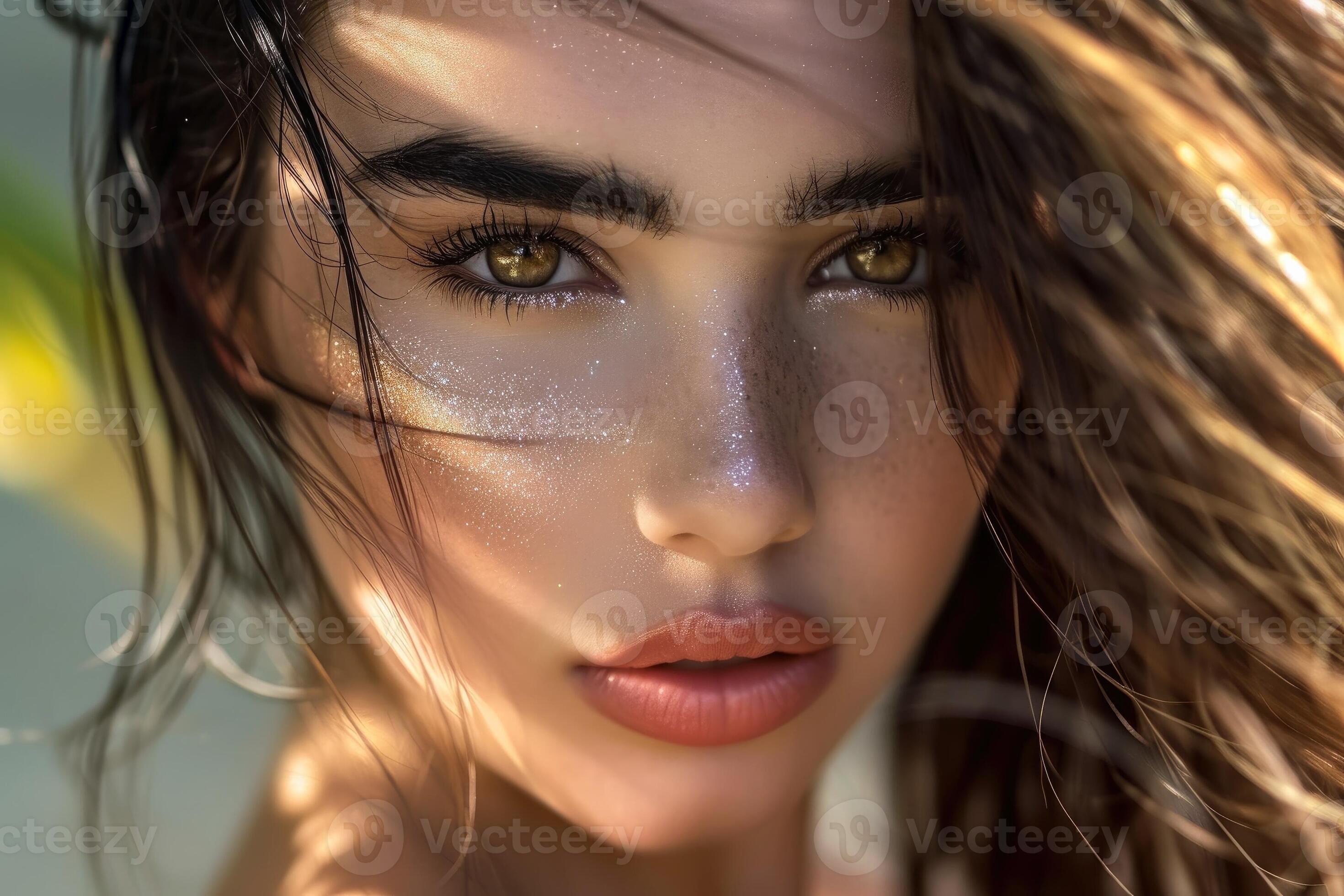 Ai Generated Close Up Portrait Of A Thoughtful Beautiful Woman Ai