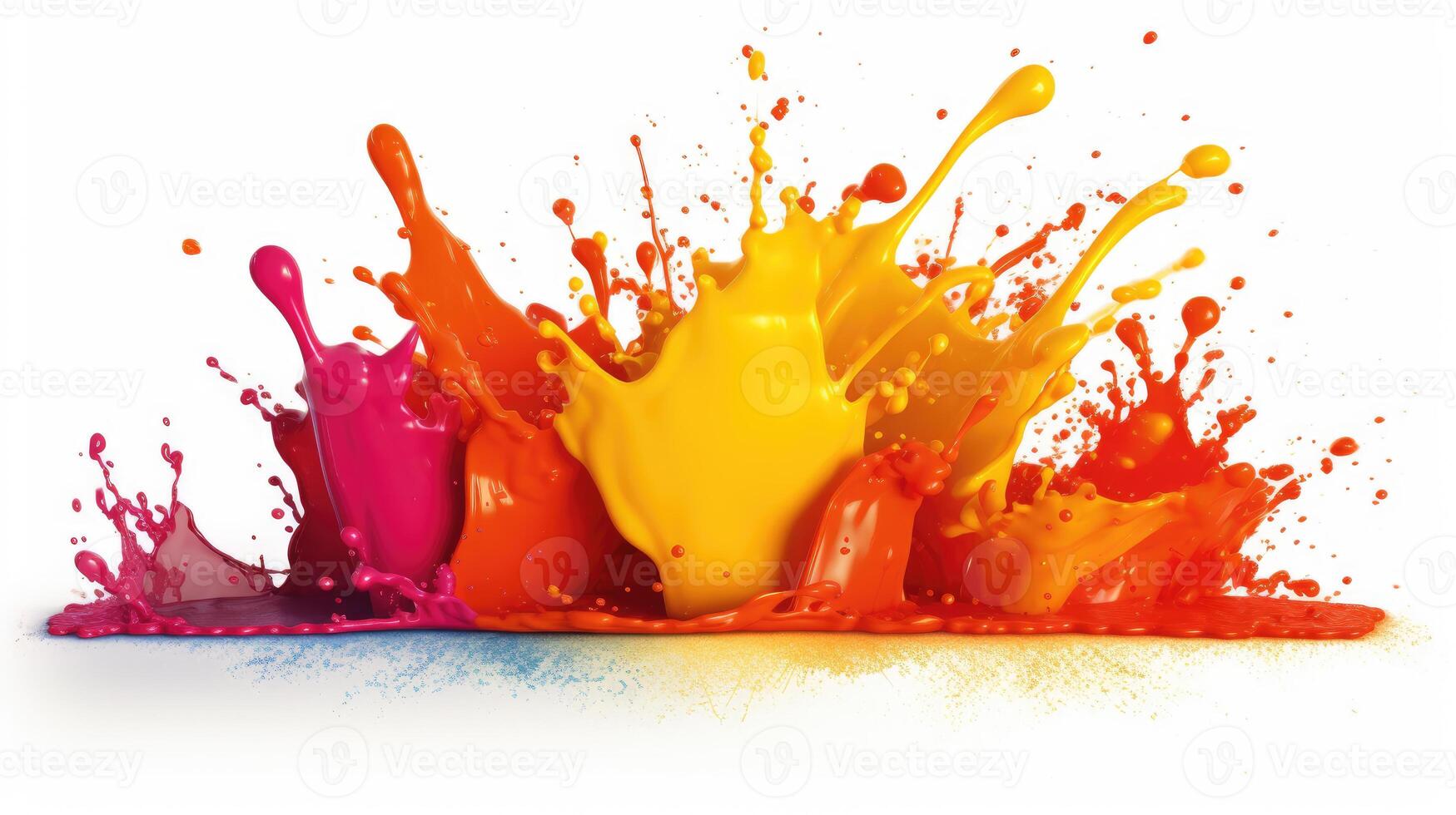 AI generated colorful paint splashes on white background 37480337 Stock ...
