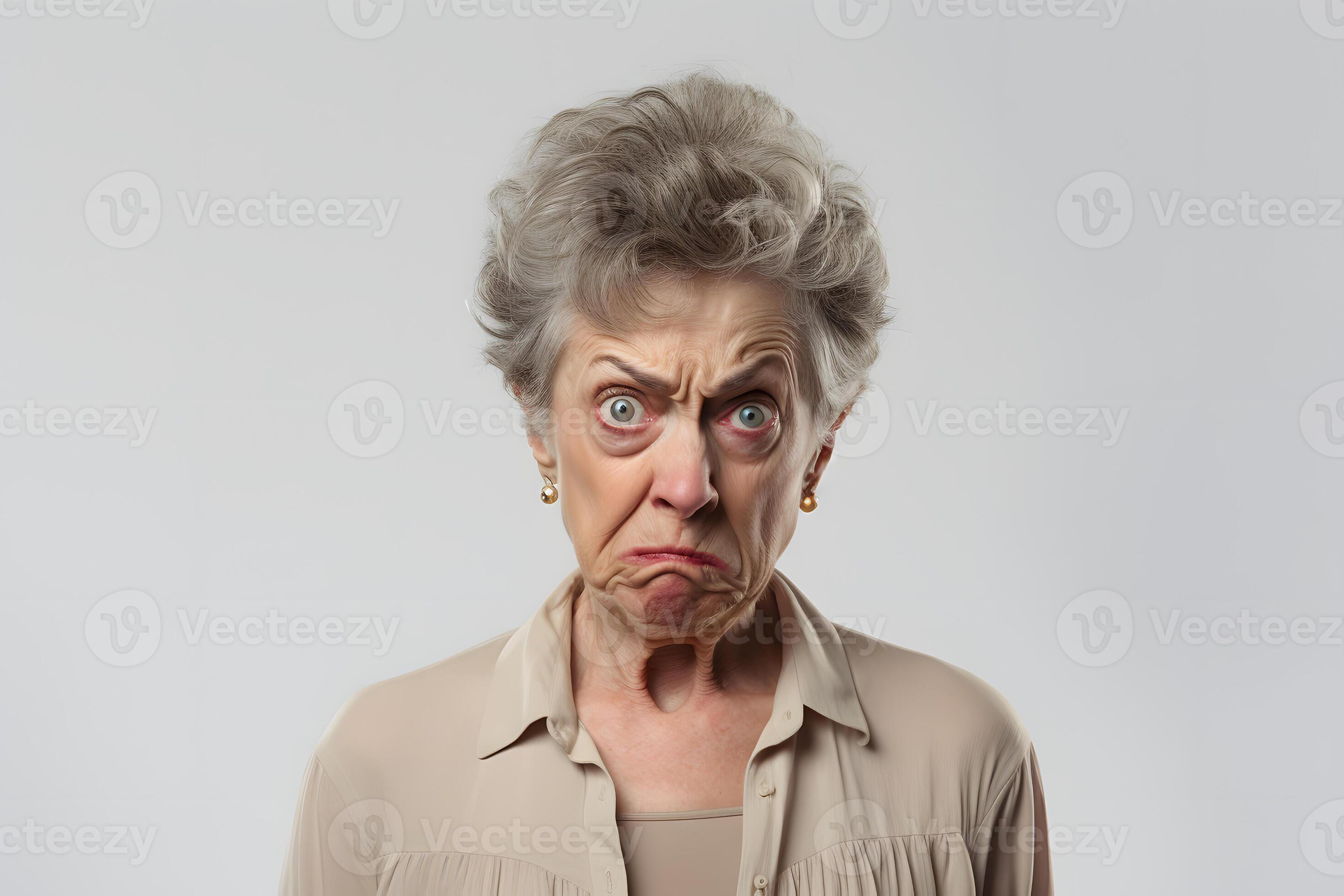 AI generated Angry and disgusted senior Caucasian woman, head and ...