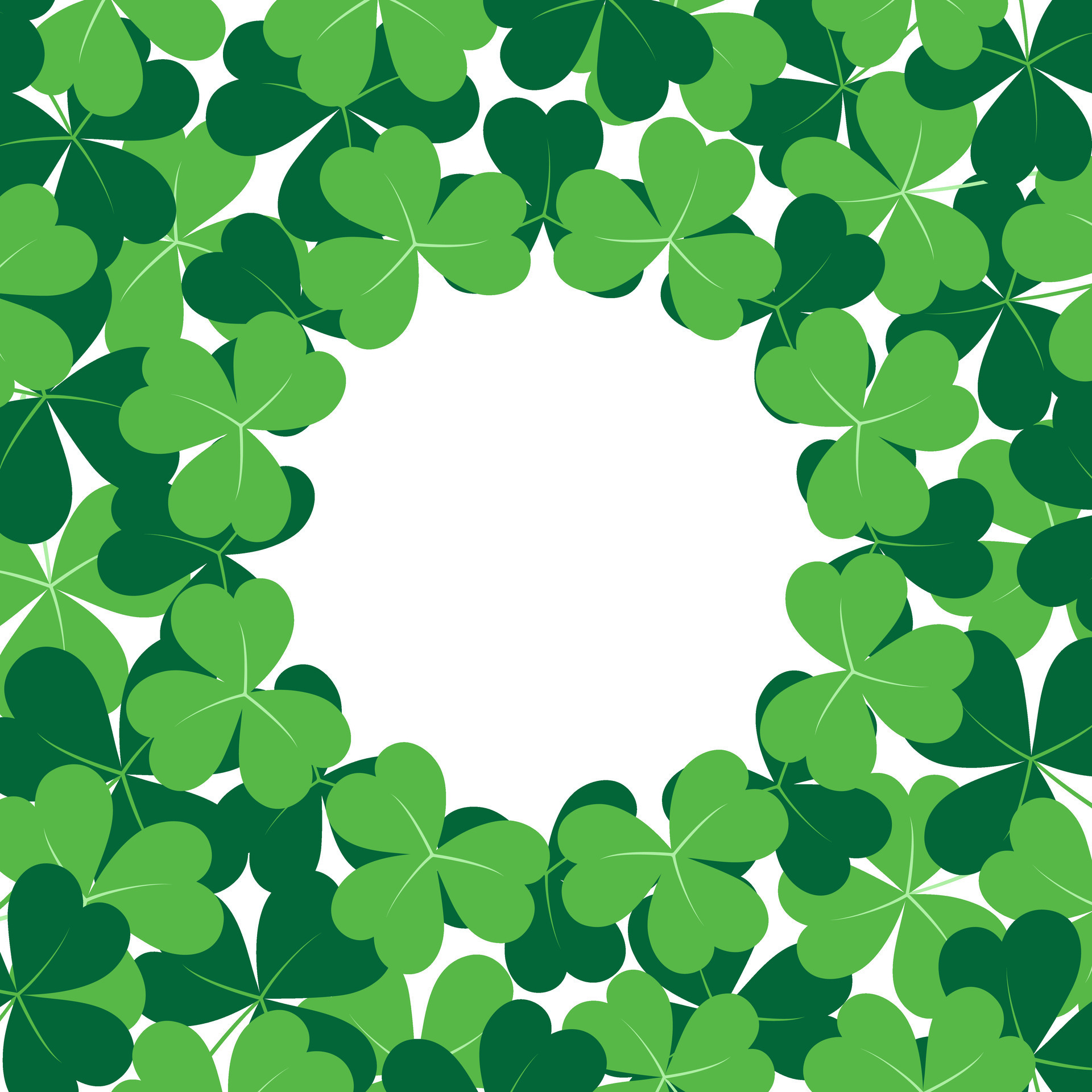 Abstract shamrocks frame border with copy space inside. Design concept ...