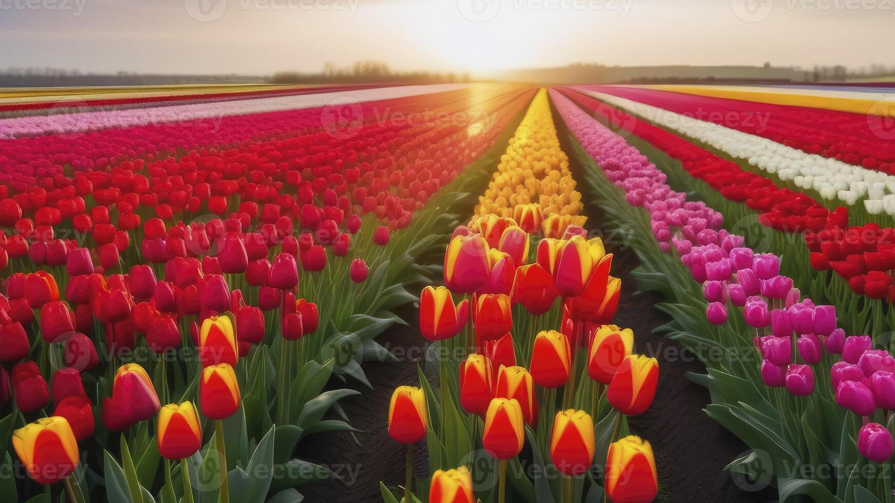 AI generated Colors tulip field background. Spring blossoming landscape 37488850 Stock Photo at ...