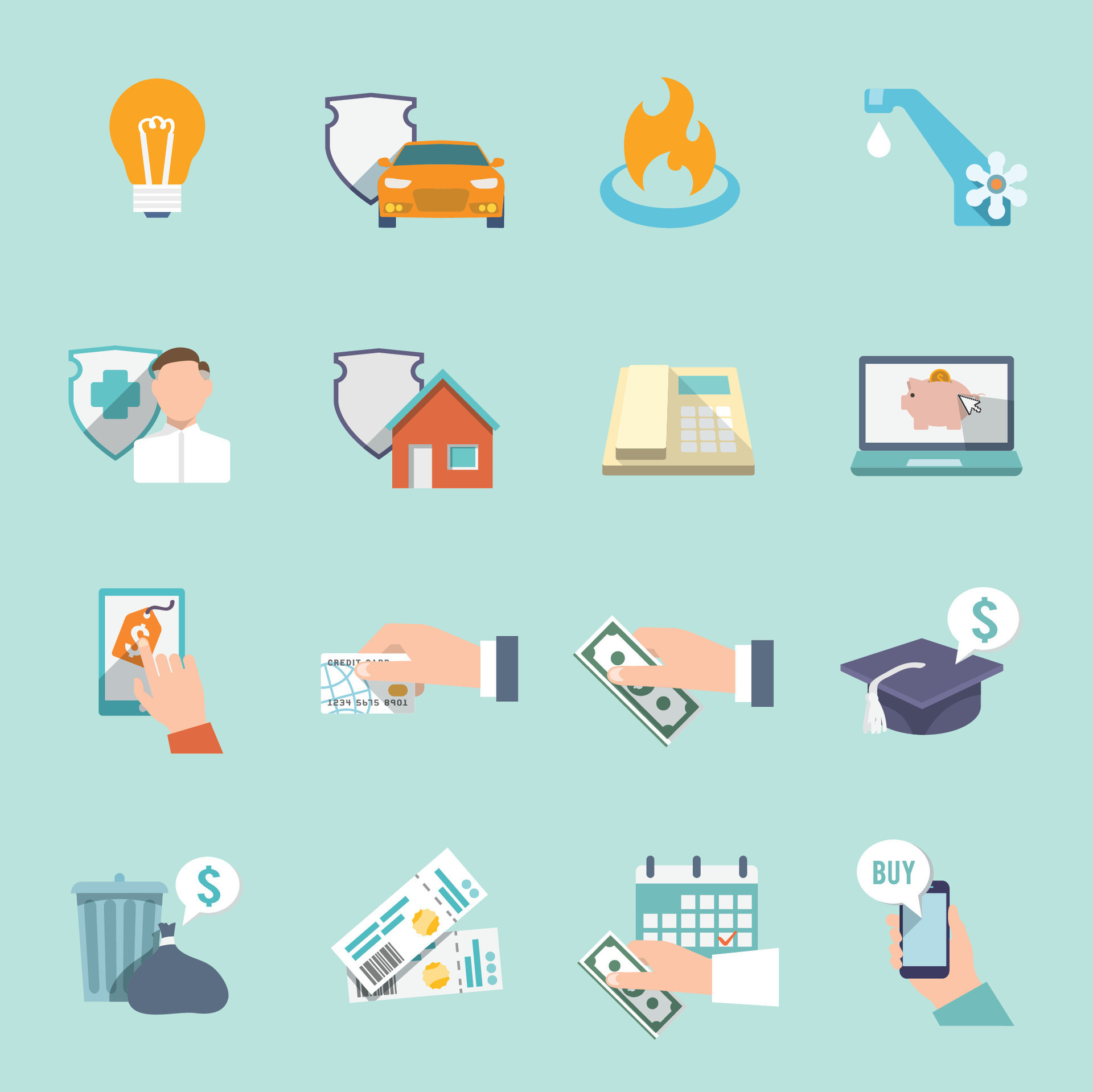 Pay bill icons flat set 37490959 Vector Art at Vecteezy Pay bill icons flat set 37490959 Vector Art at Vecteezy