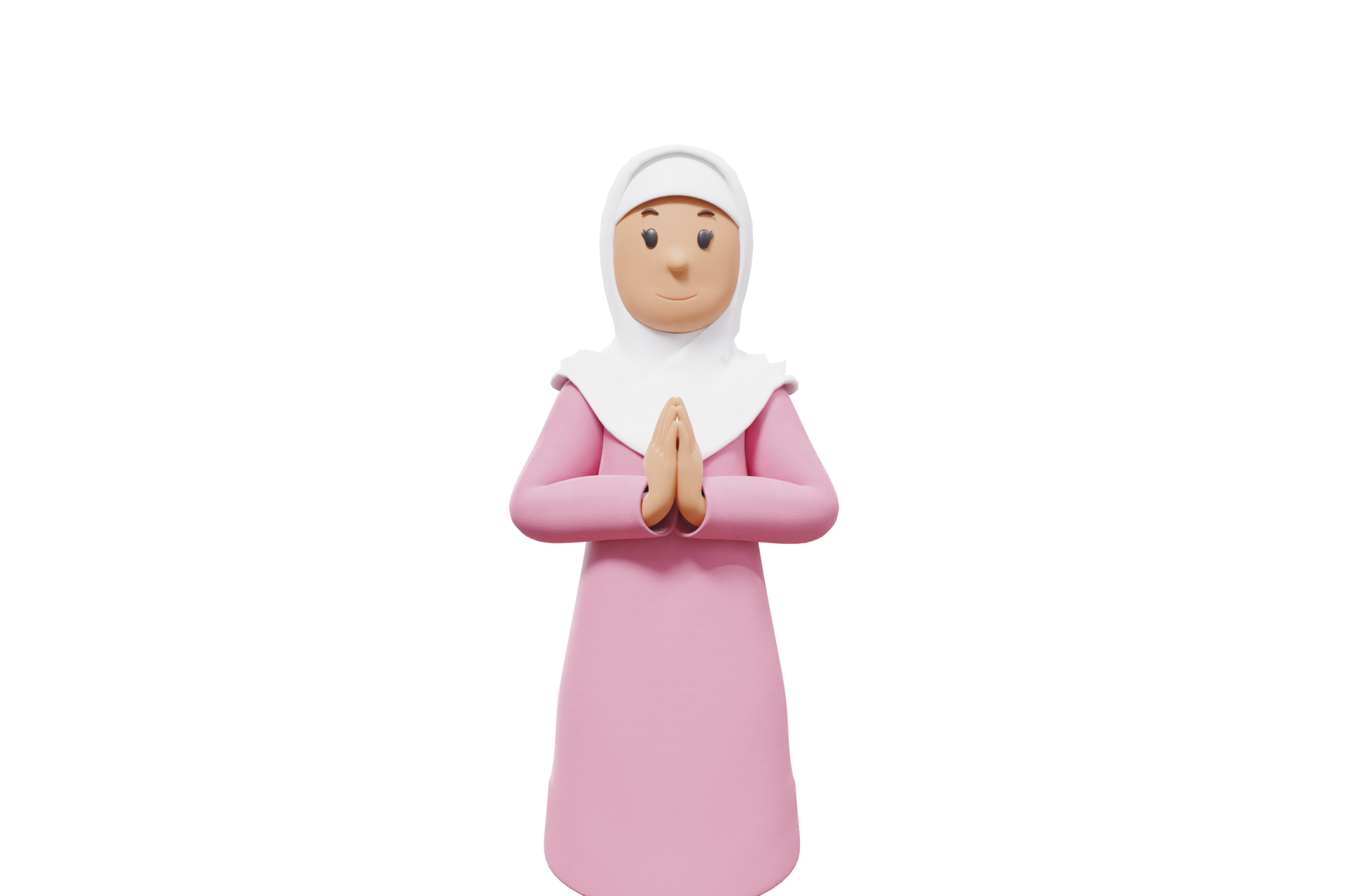 3d illustration of woman muslim put his hands together and said hello ...