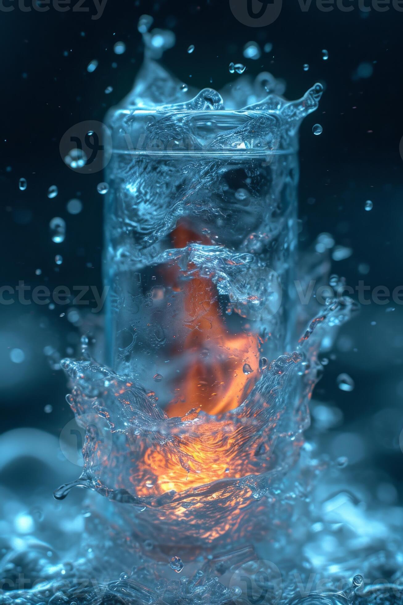 AI generated Transparent splash of water from falling glass container ...