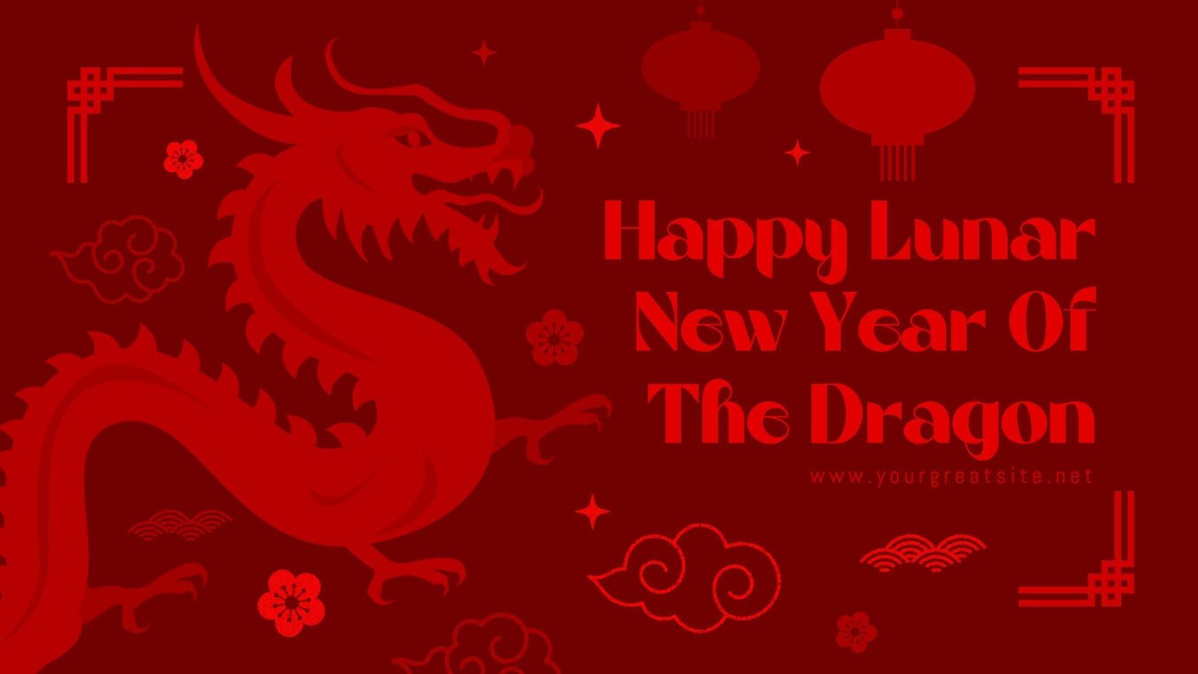 Happy Lunar New Year of The Dragon Greeting Template for Twitter Post ...