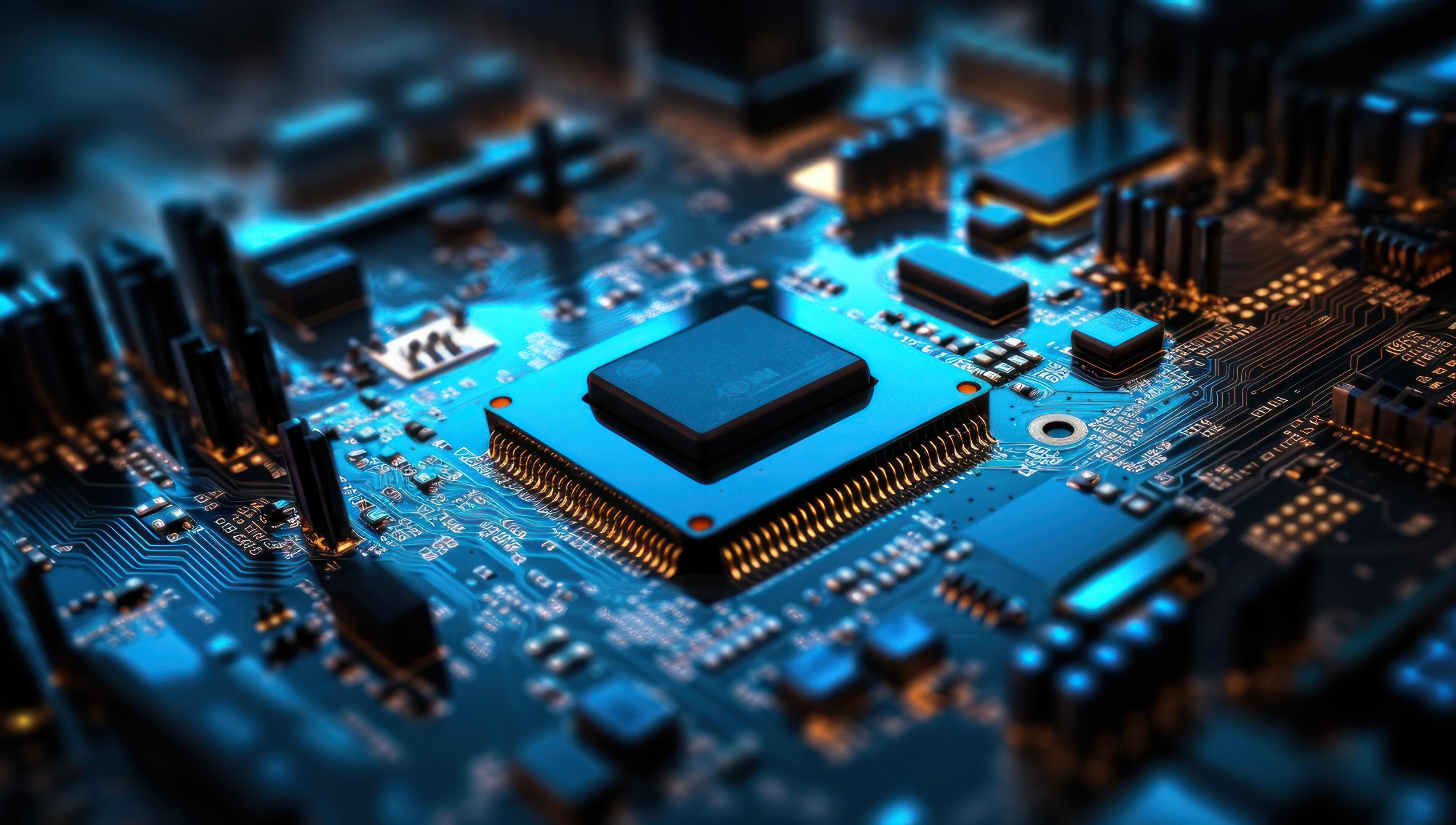 AI generated Focused IC chip on circuit board. Generative AI 37728447 Stock Photo at Vecteezy