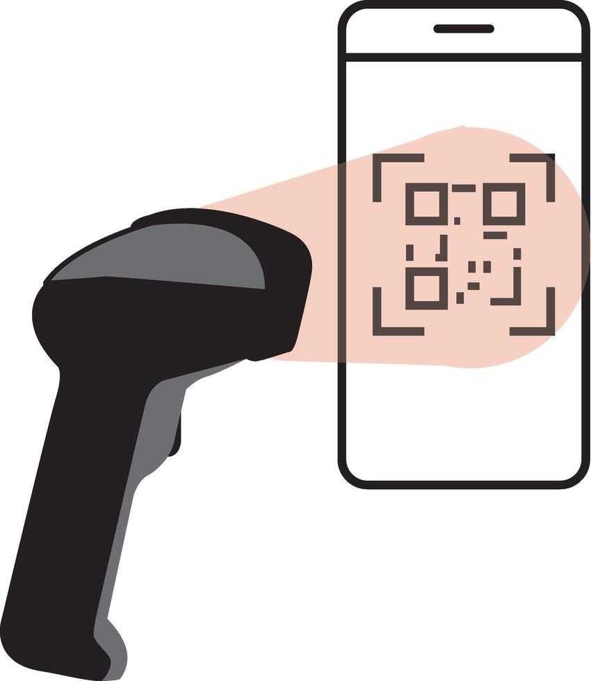 Scanner recognizing and reading a QR code on smartphone screen, QR code ...