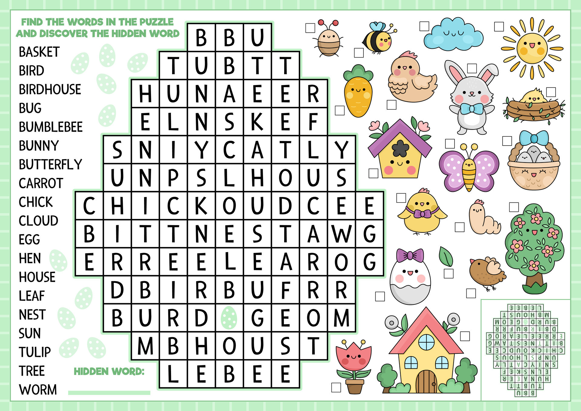 Vector Easter egg shaped word search puzzle for kids. Spring holiday quiz for children ...