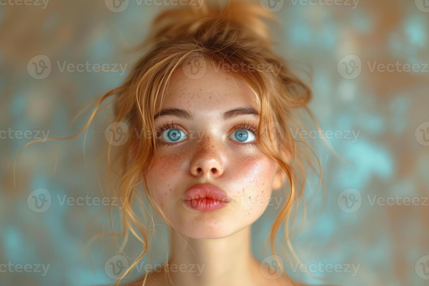 AI generated Close-up portrait of a young girl. She is a beautiful ...
