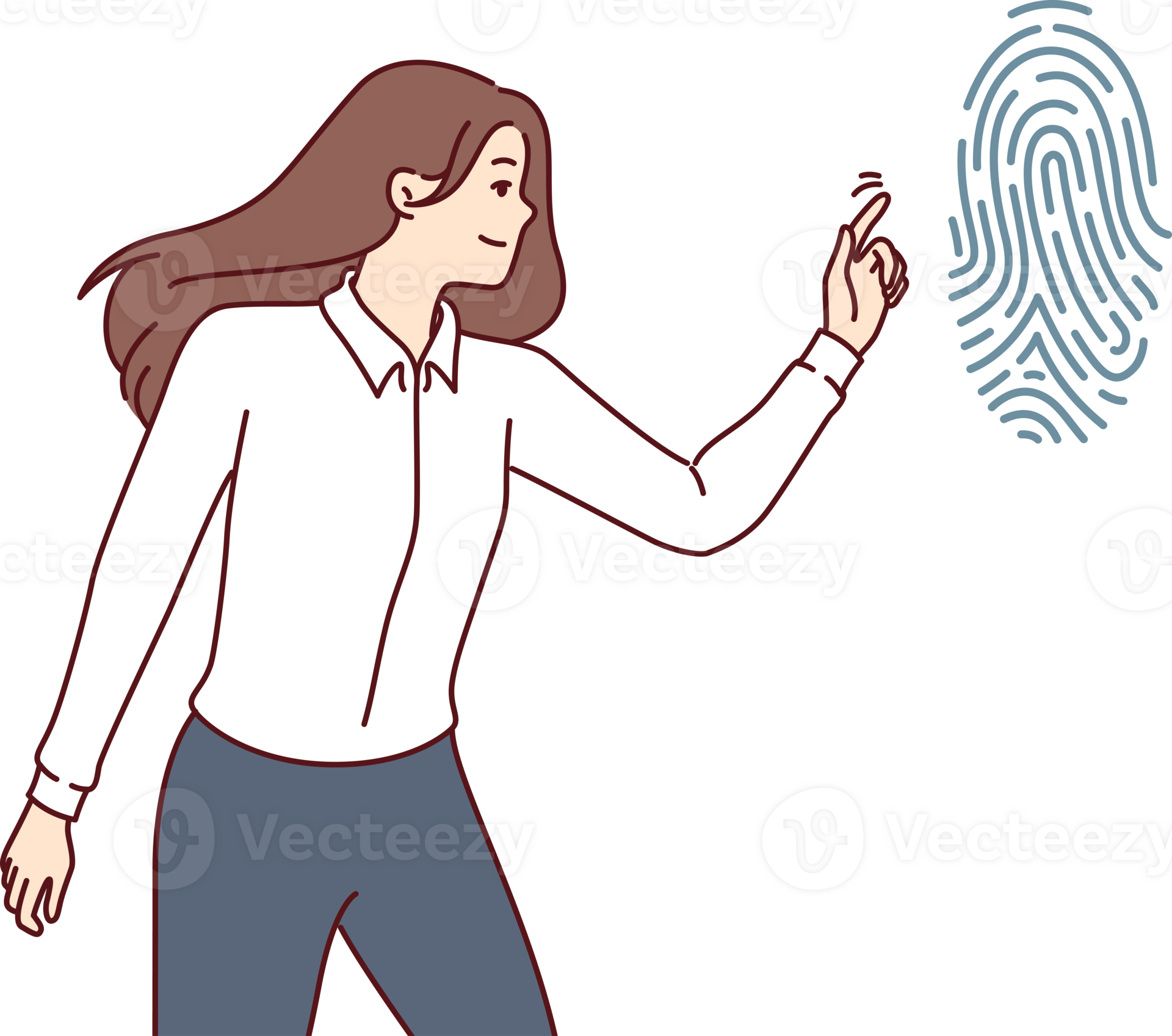 Business Woman Undergoes Fingerprint Authentication To Confirm Safety Of Performing Critical