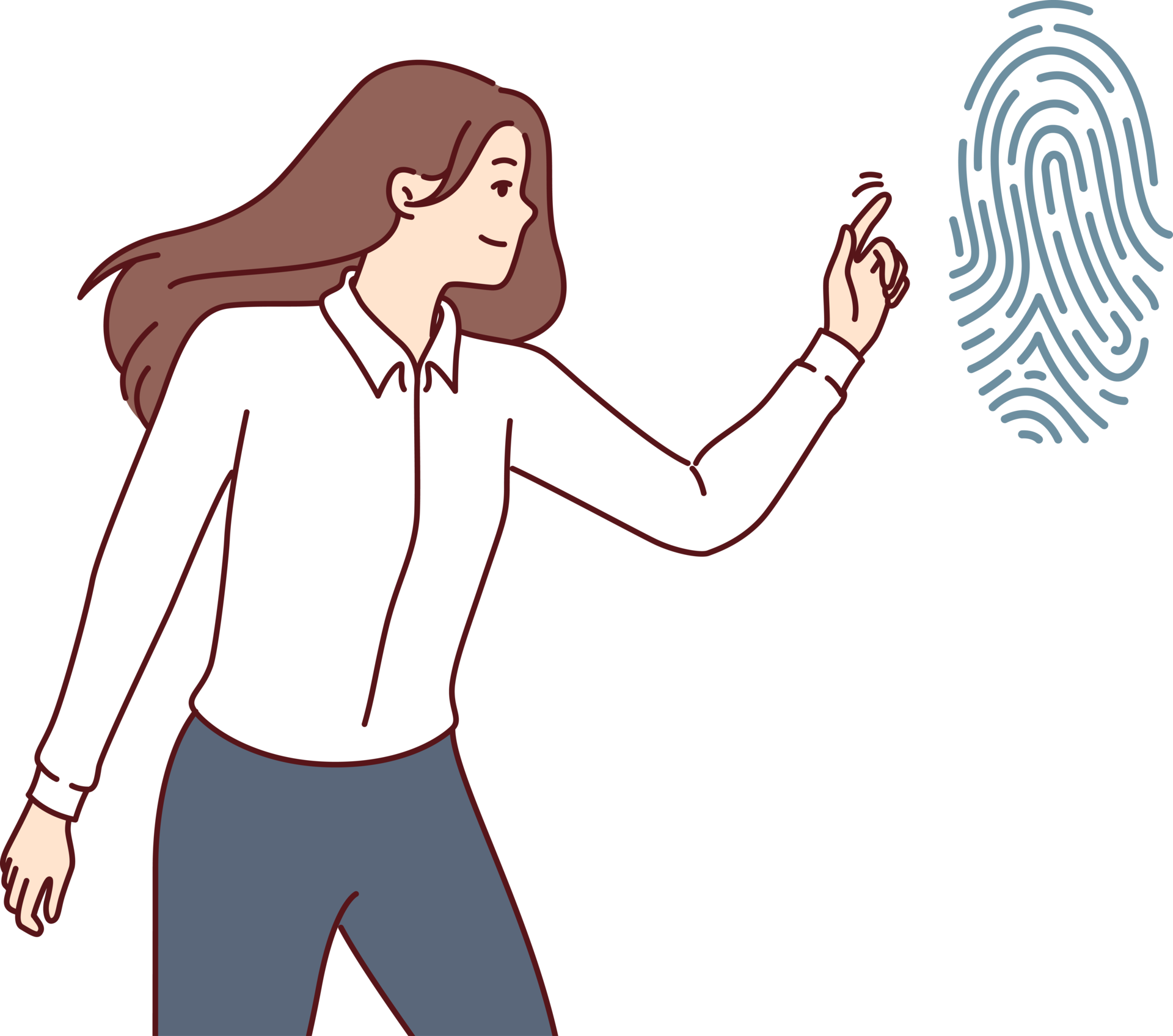 Business Woman Undergoes Fingerprint Authentication To Confirm Safety Of Performing Critical