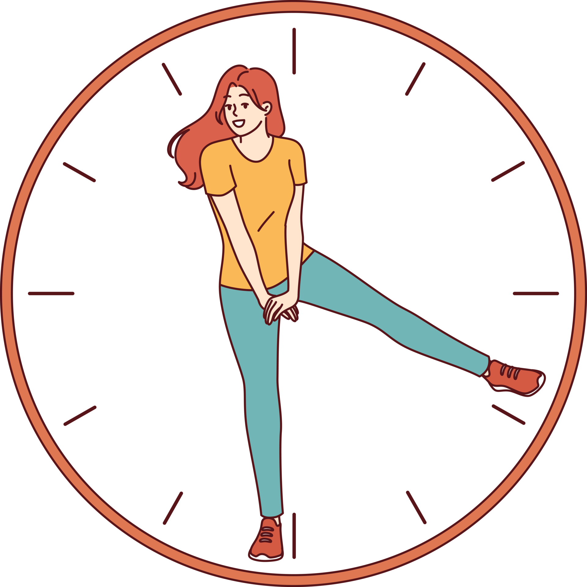 Clock with happy woman with hand together communicating importance of ... Clock with happy woman with hand together communicating importance of ...