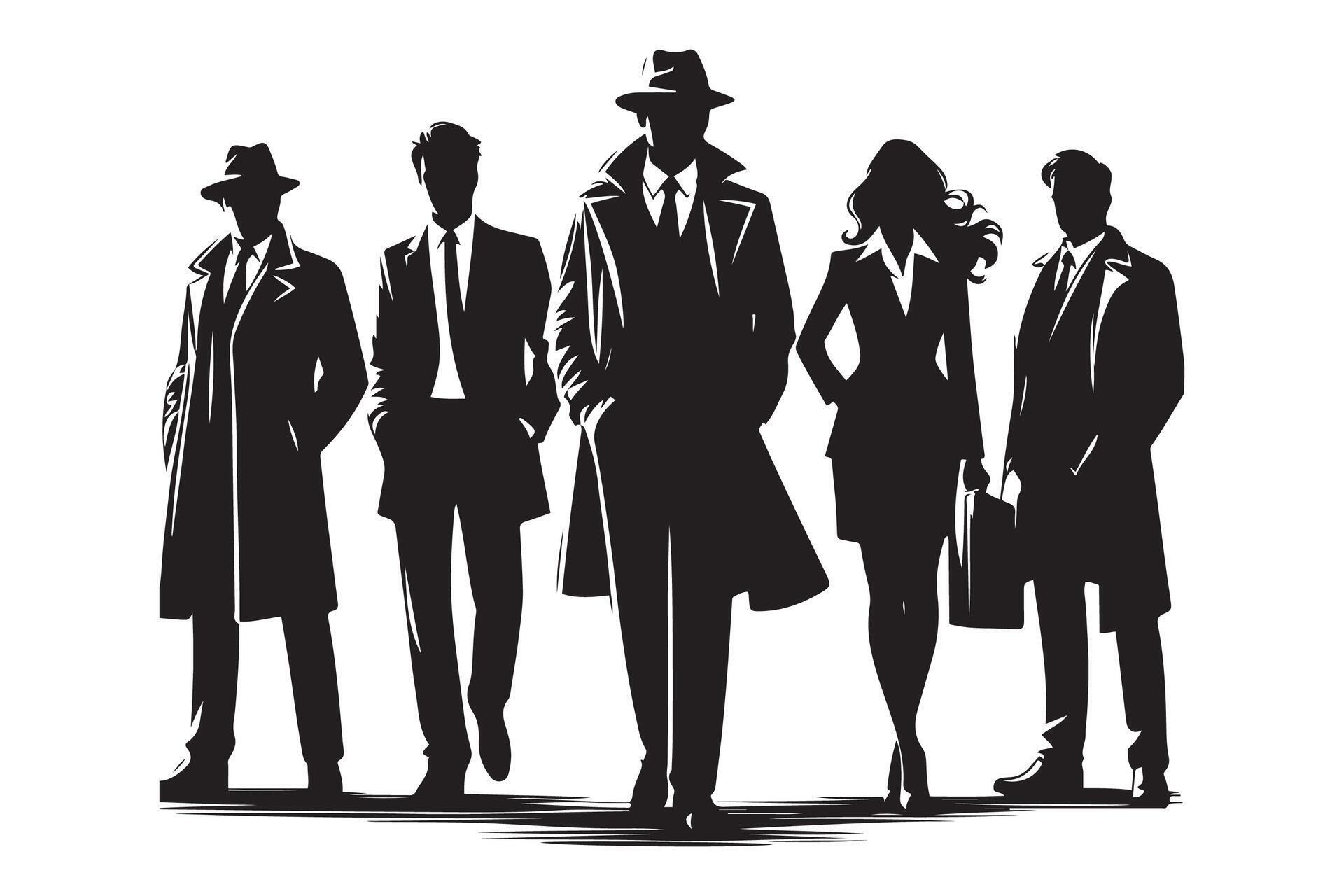 Ai Generated Mafia Silhouette Vector Detective Silhouette Vector Isolated On White Background
