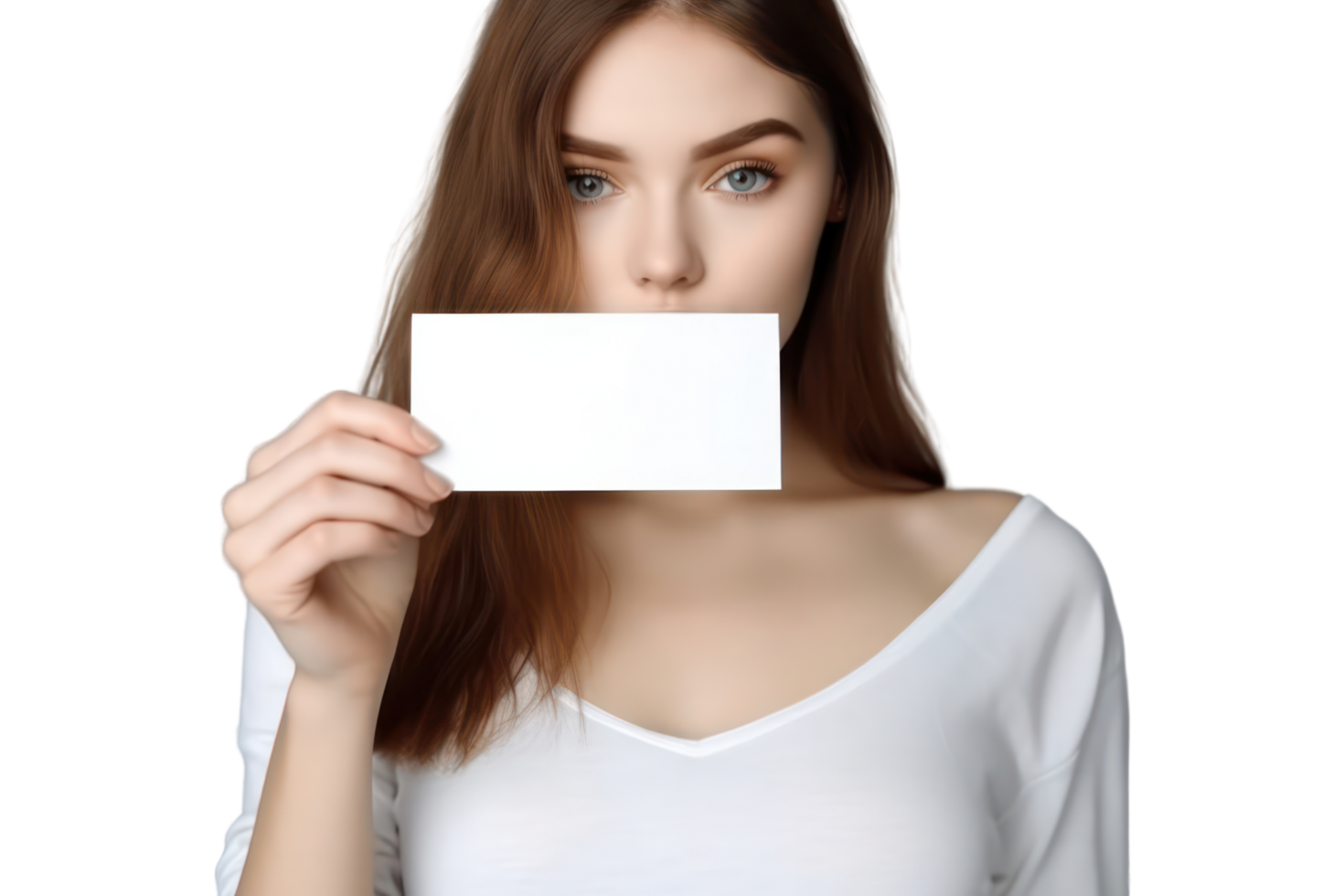 AI generated Women holding white paper blank for letter paper on ... AI generated Women holding white paper blank for letter paper on ...