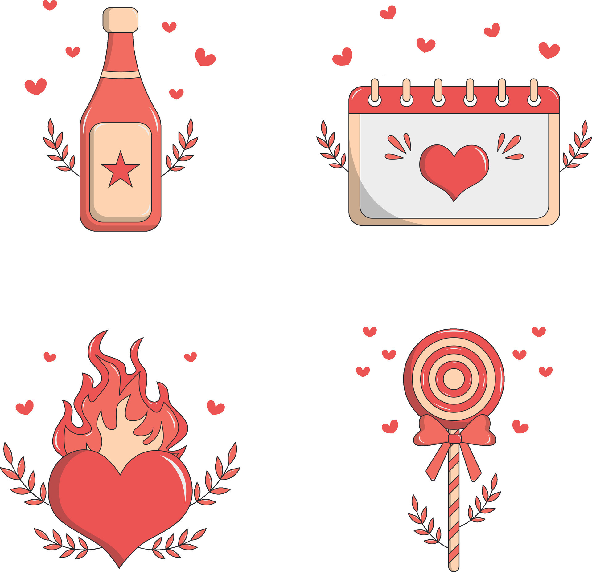 Valentines Day Sticker Vector Illustration Set 37755837 Vector Art At