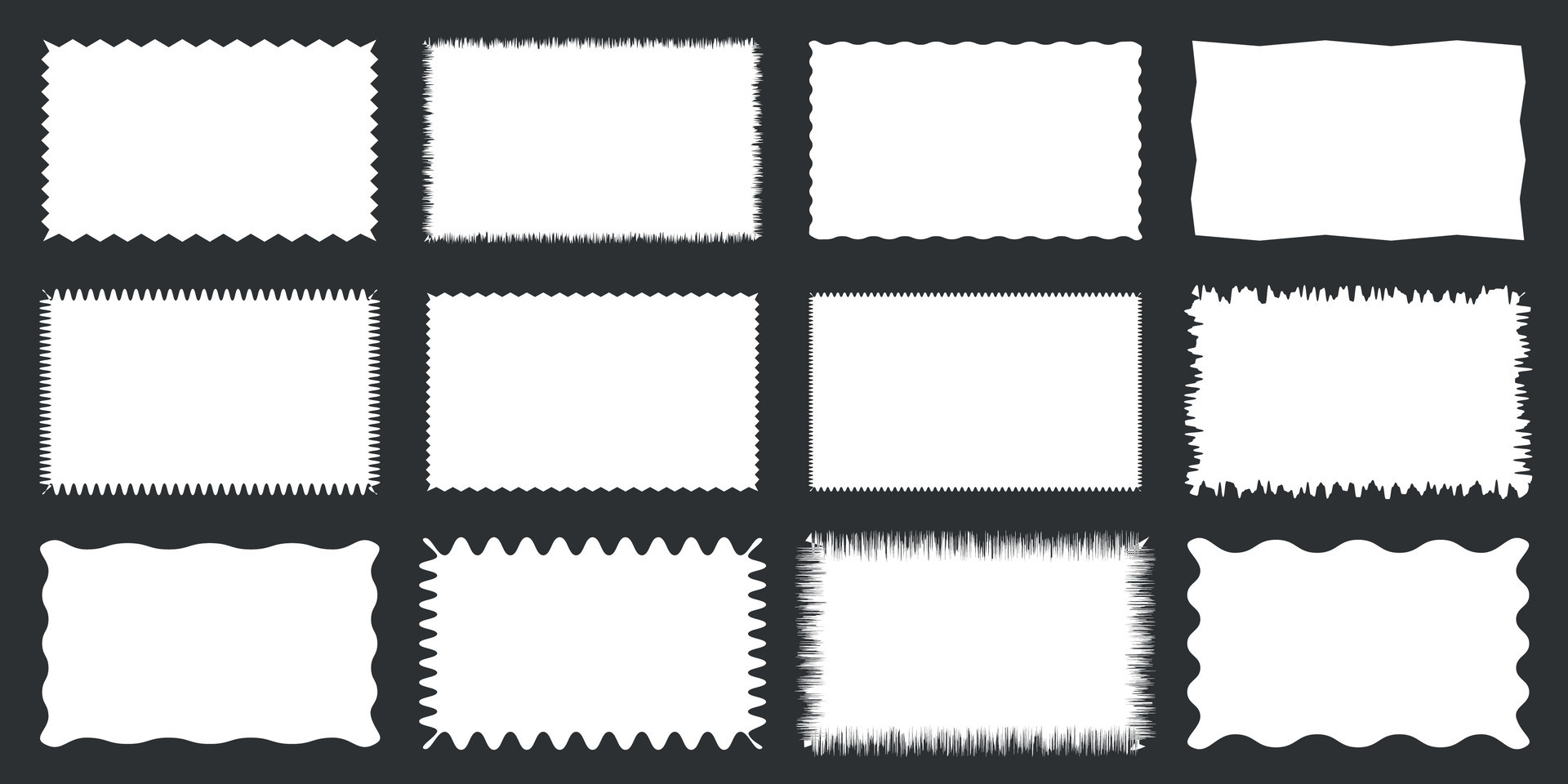 Rectangle Geometric Shape Frame With Wavy Edgeszigzag Wavy Edge Rectangle Shapes Elements Set