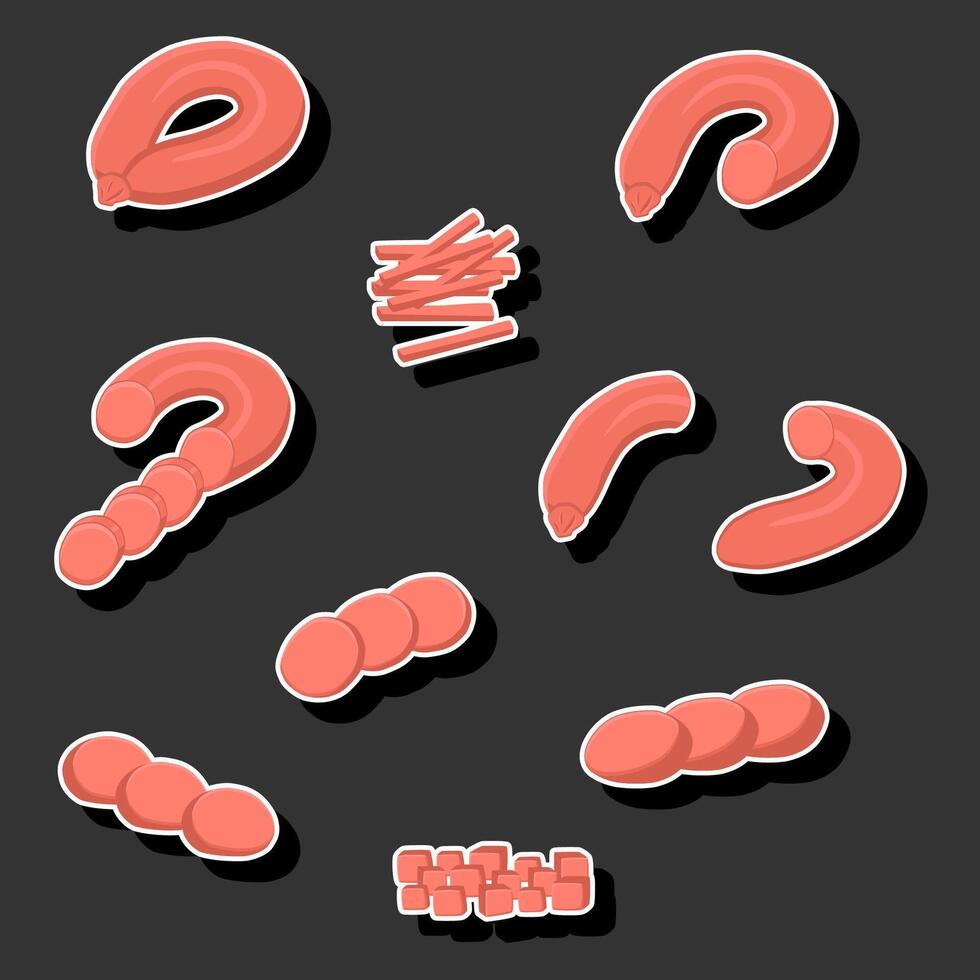 Illustration on theme big set different types delicatessen meat ... Illustration on theme big set different types delicatessen meat ...