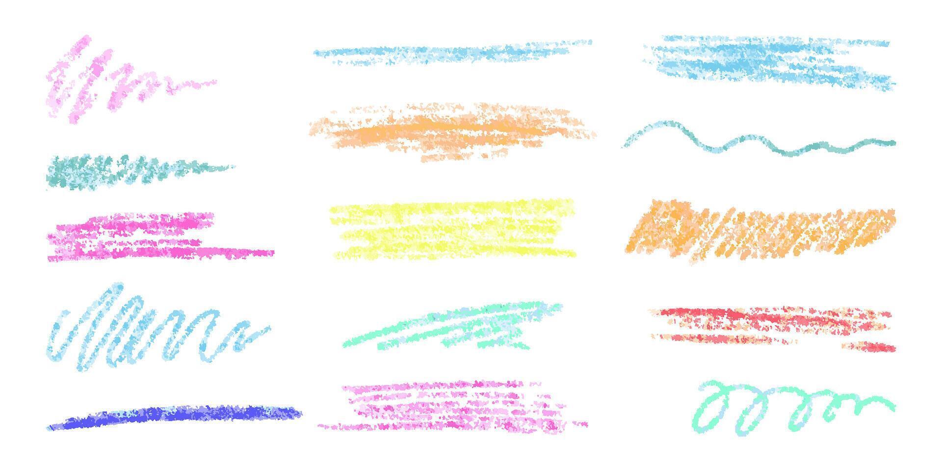 Hand-drawn underlining elements, brush with crayon effect, chalk ...