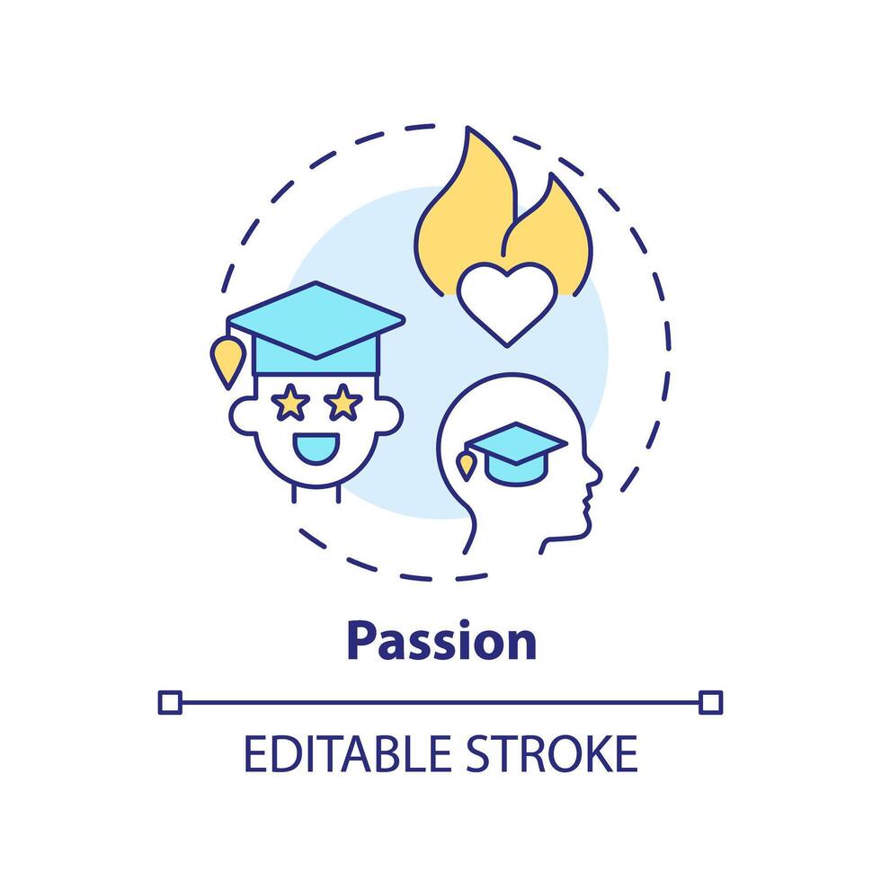 2d Editable Multicolor Passion Icon Simple Isolated Vector Thin Line