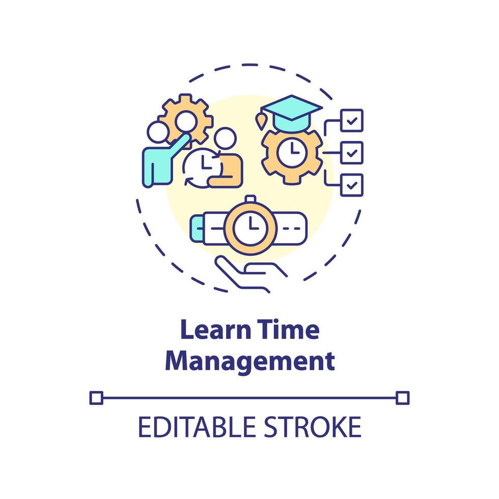 2d Editable Multicolor Learn Time Management Icon Simple Isolated